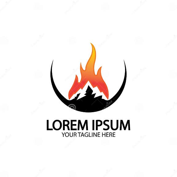 Mountain Fire Logo Vector, Mountain Vector, Fire Vector, Simple ...