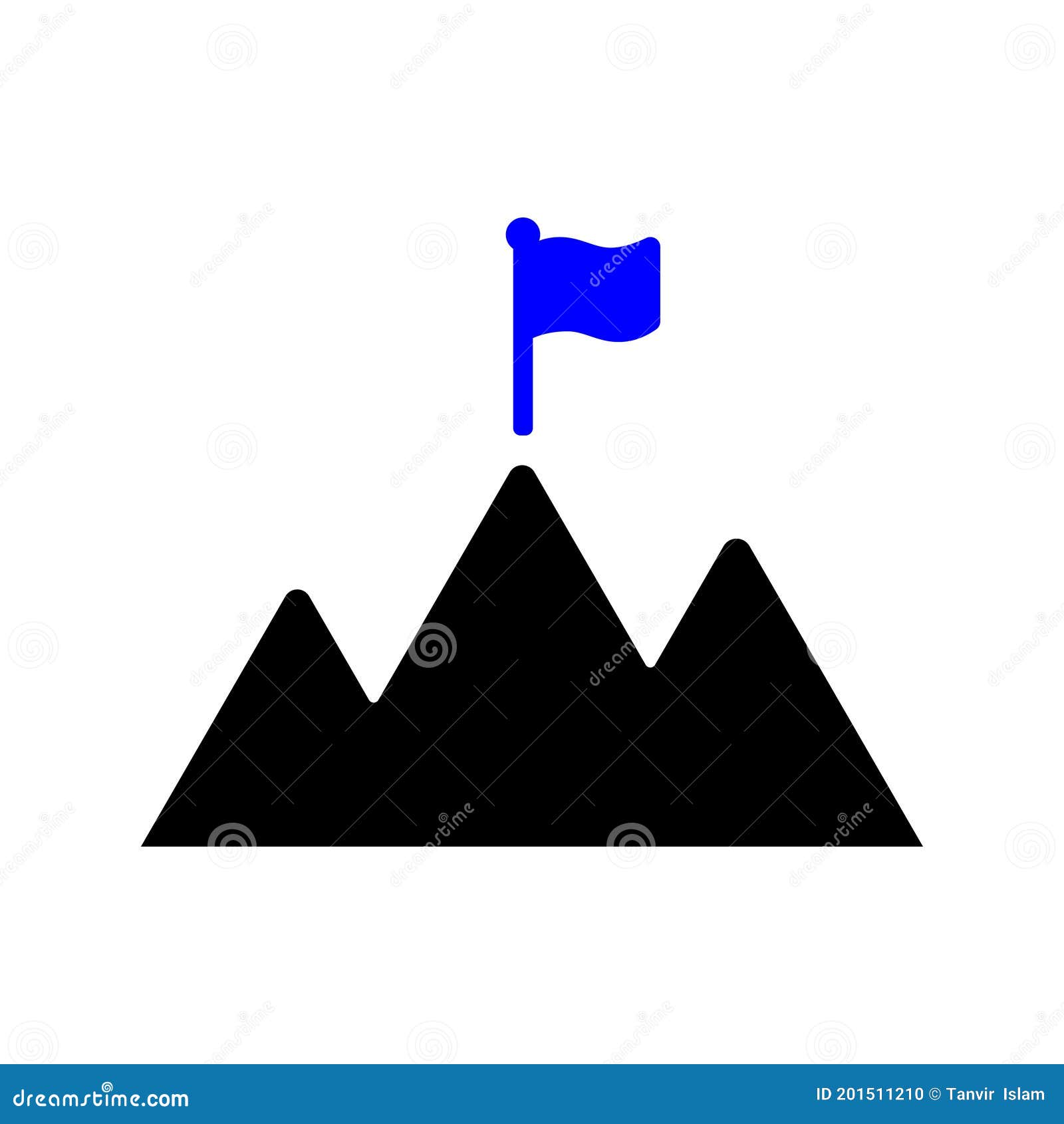 Mountain and flag Icon stock vector. Illustration of achievement ...