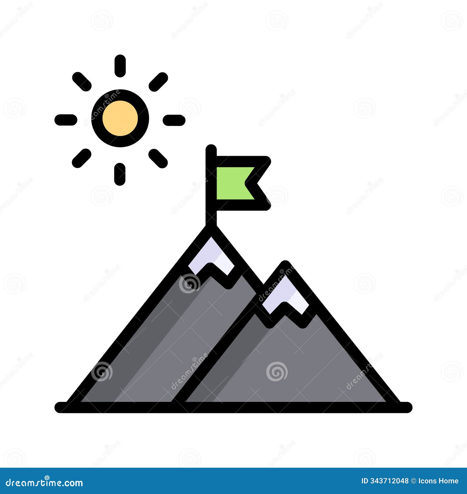 Mountain with a Flag, Symbolizing Goal Setting and Achievement Stock ...