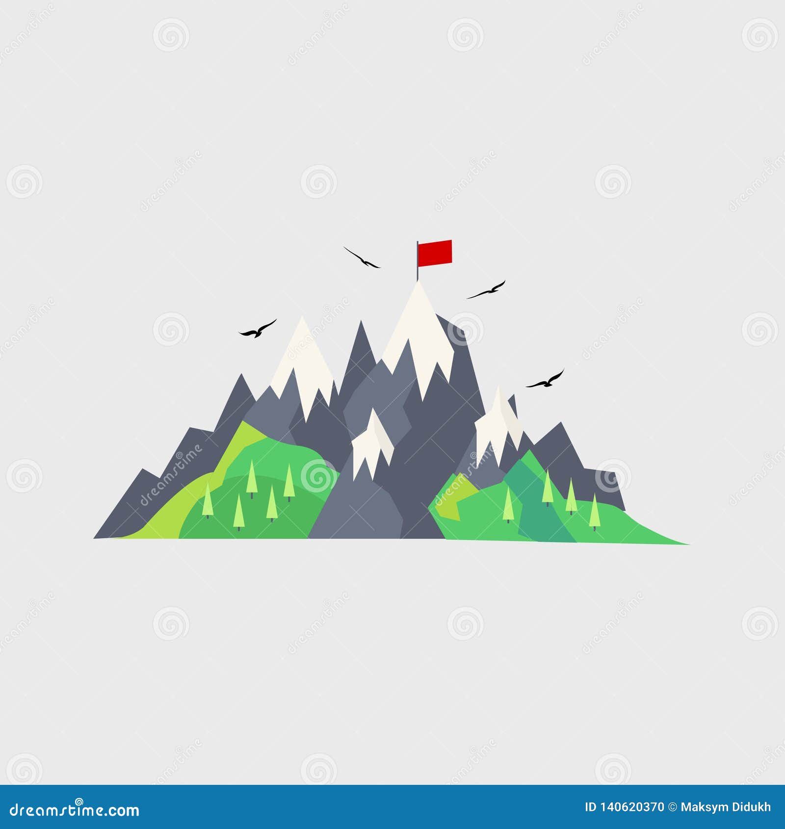 Mountain, Flag. Travel. Vector Illustration. EPS 10 Stock Illustration ...