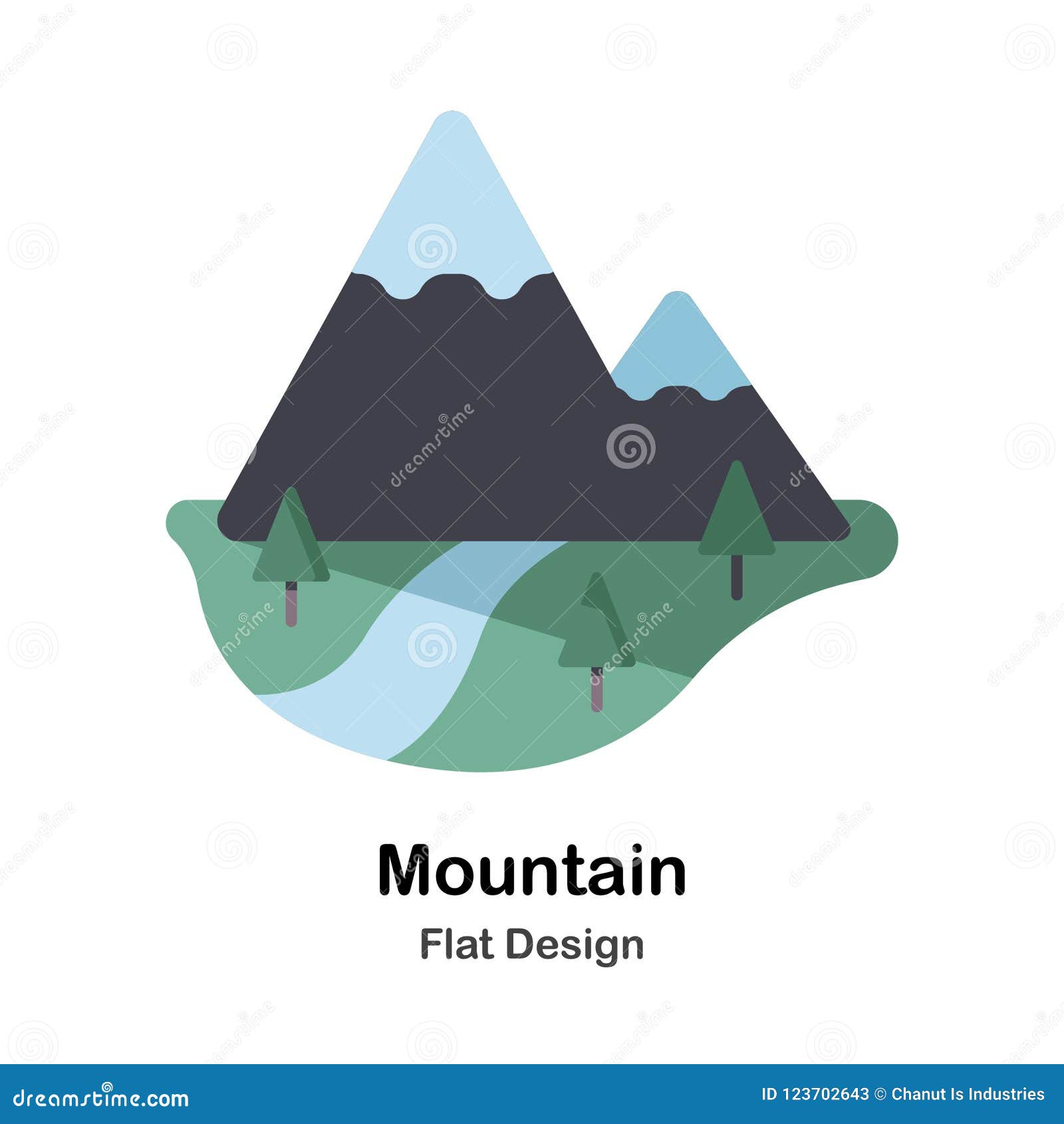Mountain Flat Illustration stock vector. Illustration of forest - 123702643