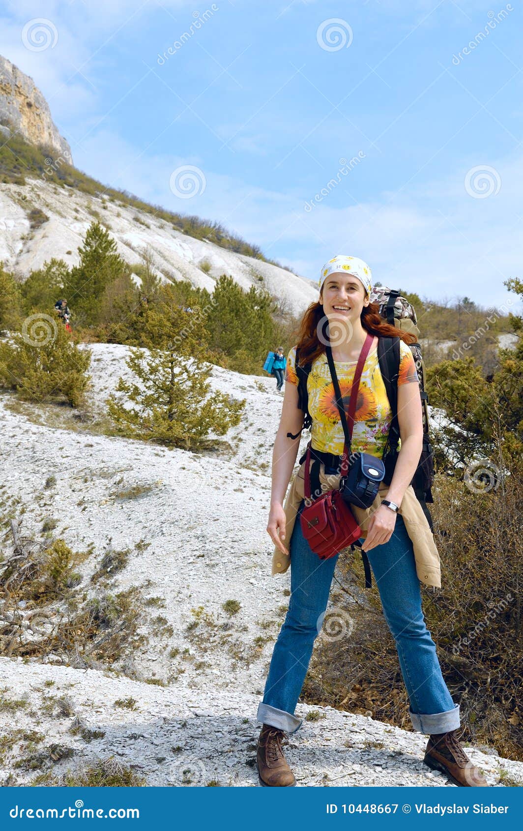 At mountain foot stock image. Image of white, smile, foot - 10448667