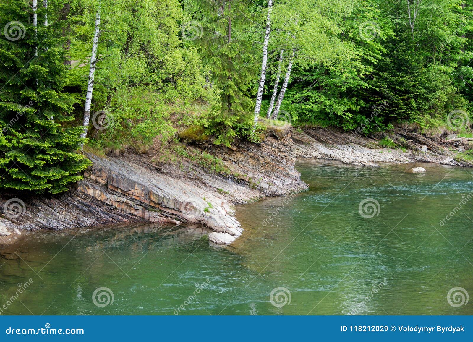 Mountain Forest River Landscape Stock Image - Image of landscape, rock ...