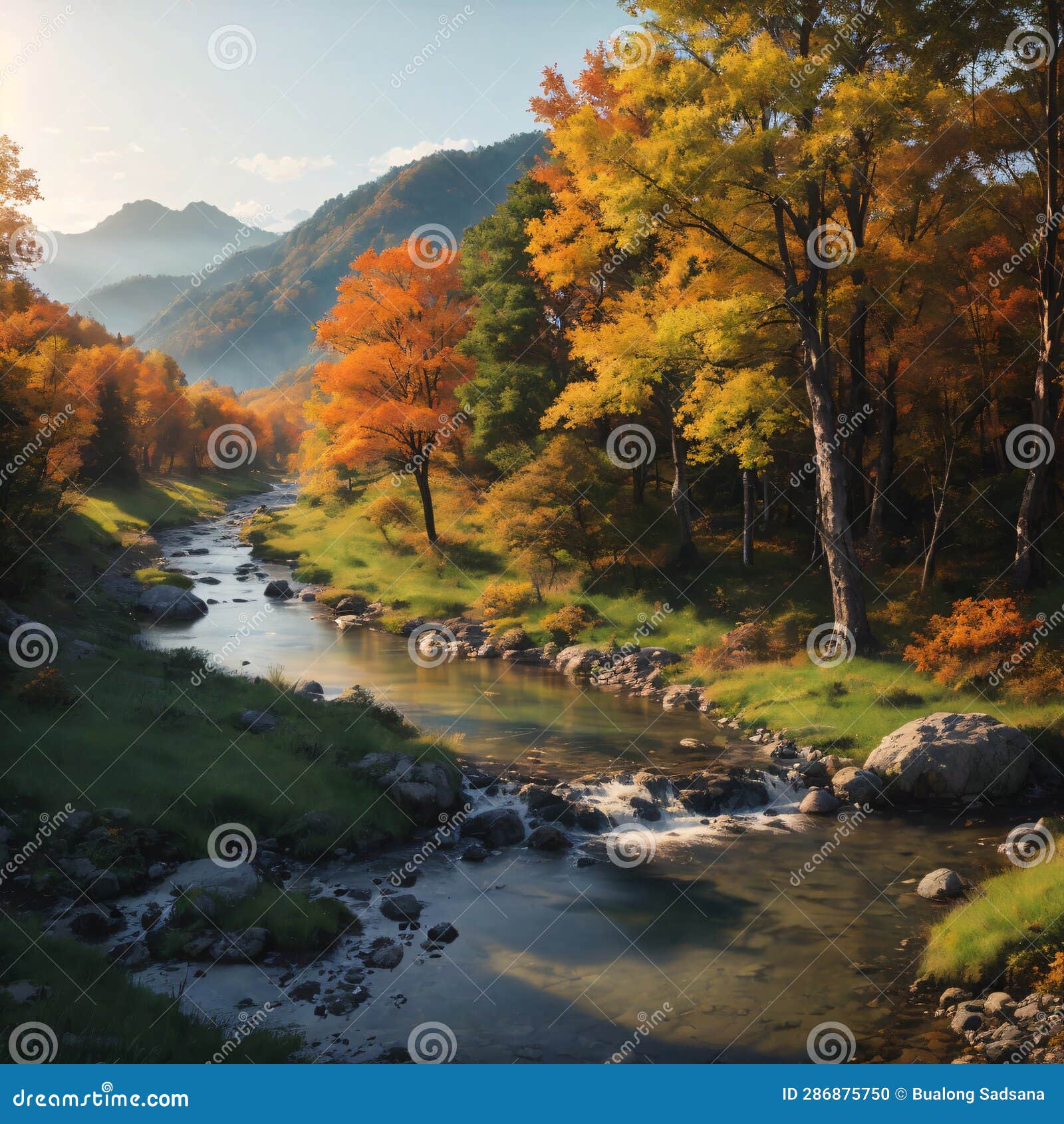 Mountain Forest River Landscape View Made with Generative AI Stock ...