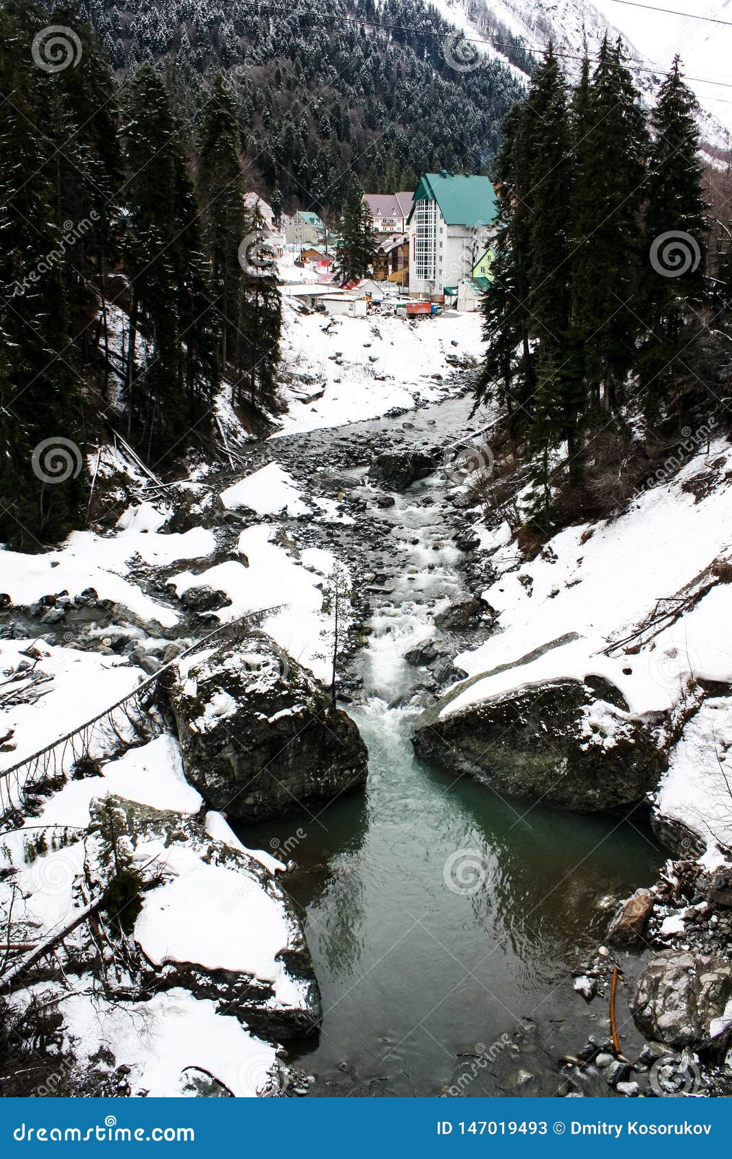 Mountain Forest River in Winter Stock Image - Image of snowy, frost ...
