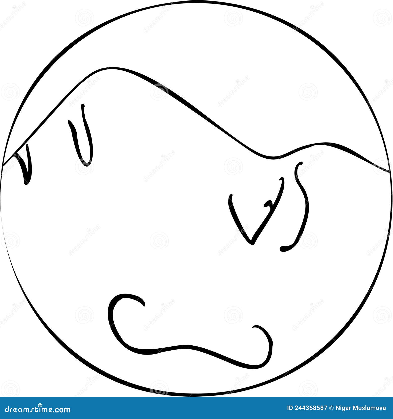 Mountain in the Form of a Human Face Hand Draw Vector Illustration ...