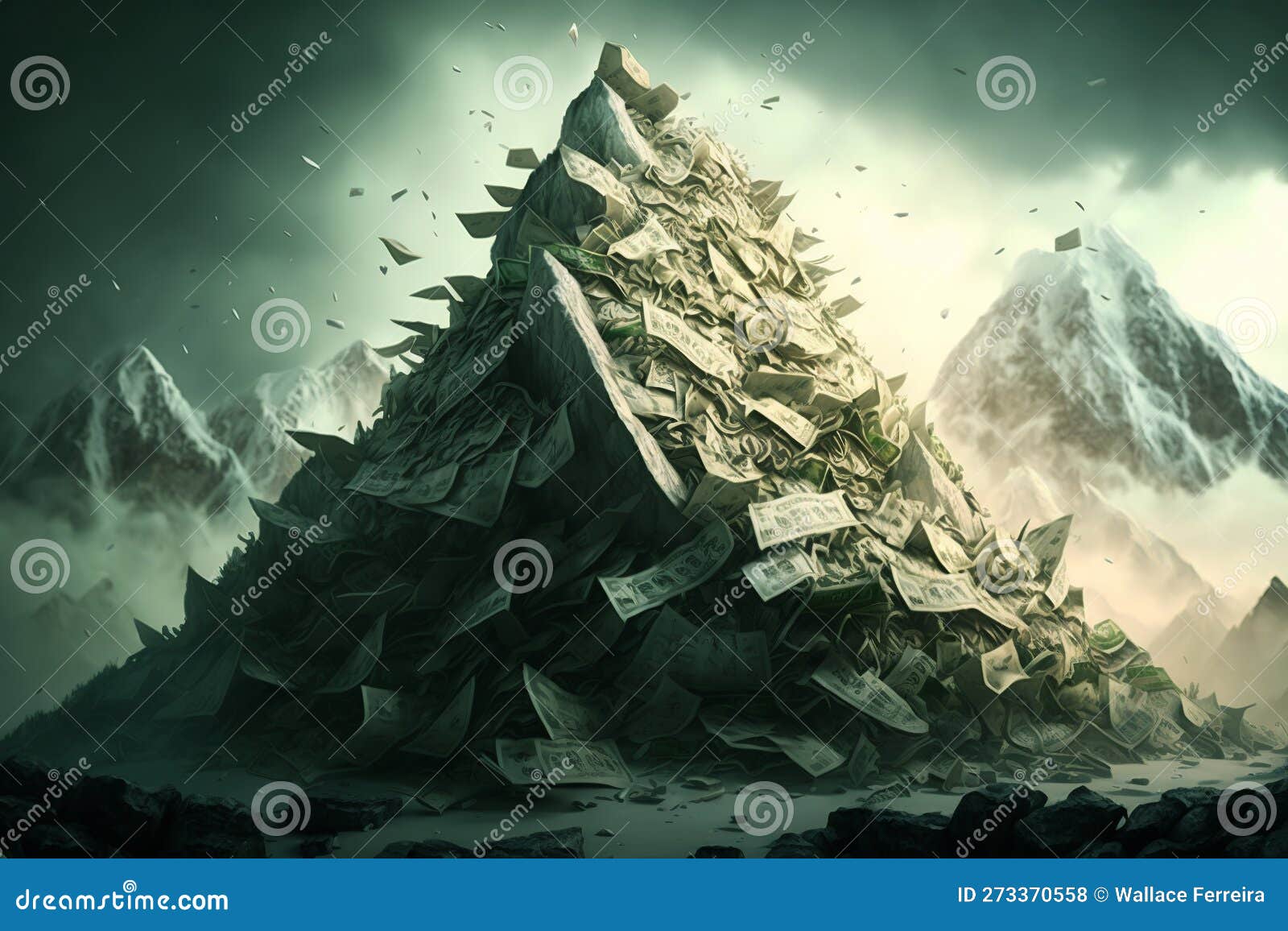 Mountain Formed by Money in Chaos. Generative AI. Stock Illustration ...