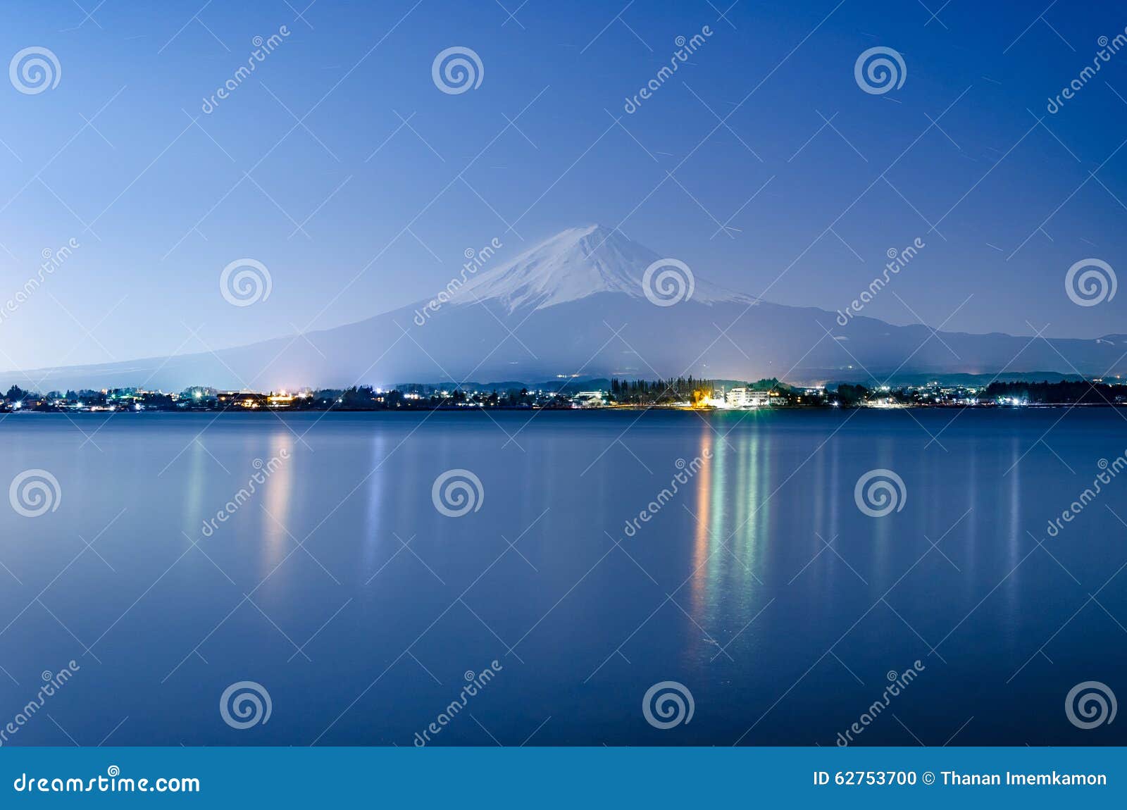 Mountain Fuji at night stock photo. Image of full, reflection - 62753700