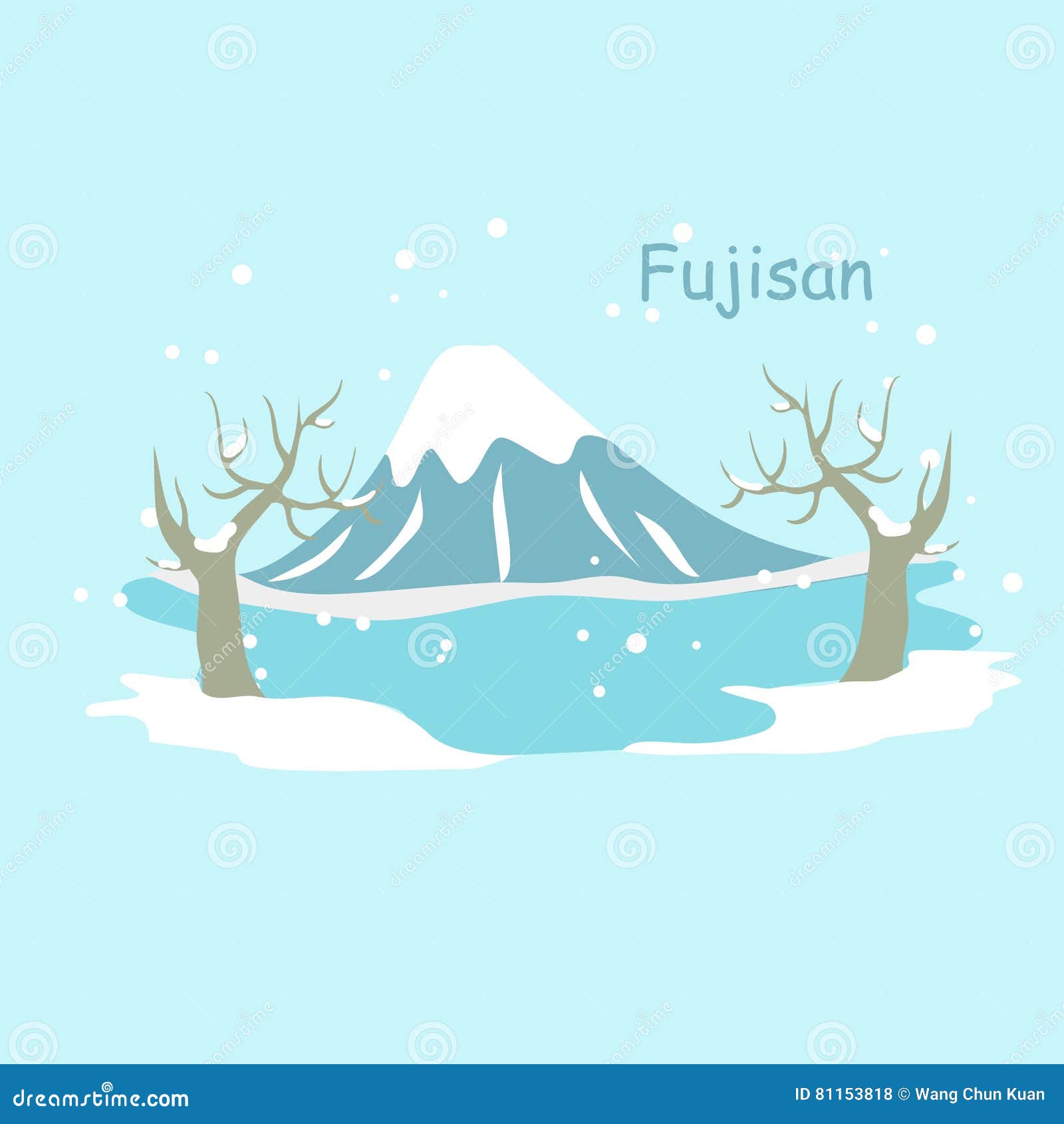 Mountain Fuji in the snow stock vector. Illustration of japan - 81153818