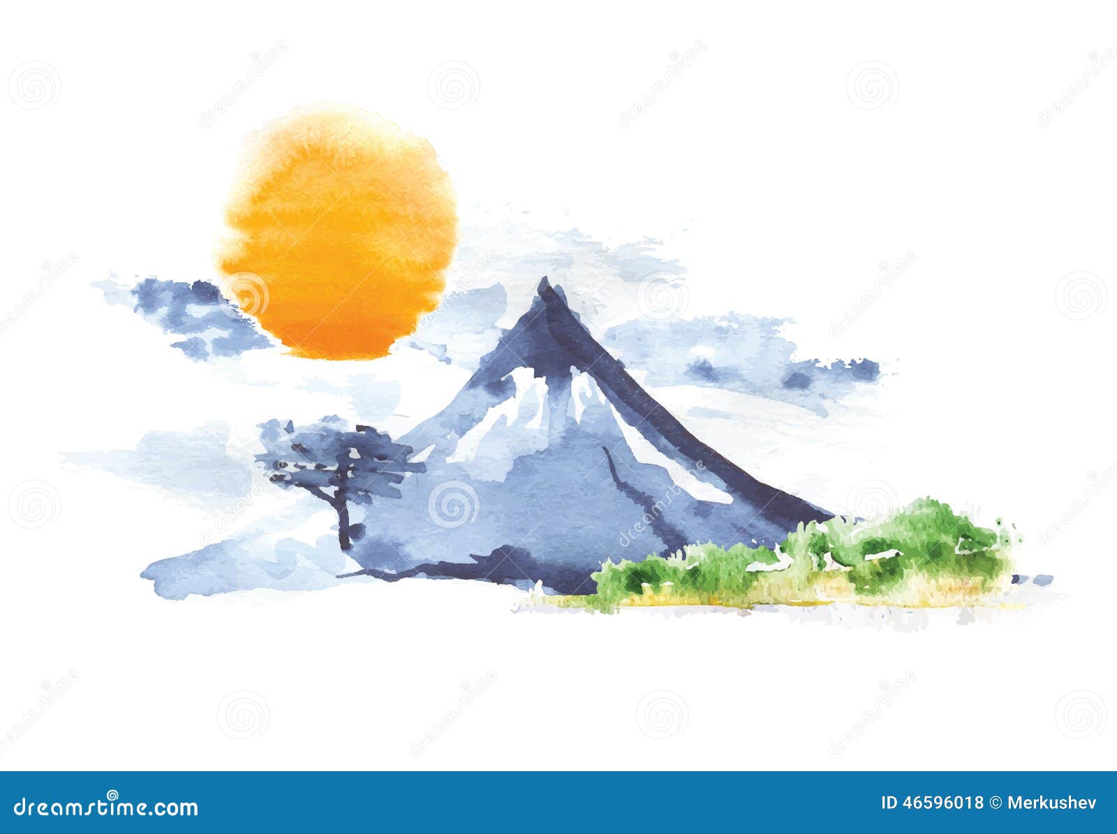Mountain Fuji and Sun, Japanese Art, Vector Stock Vector - Illustration ...