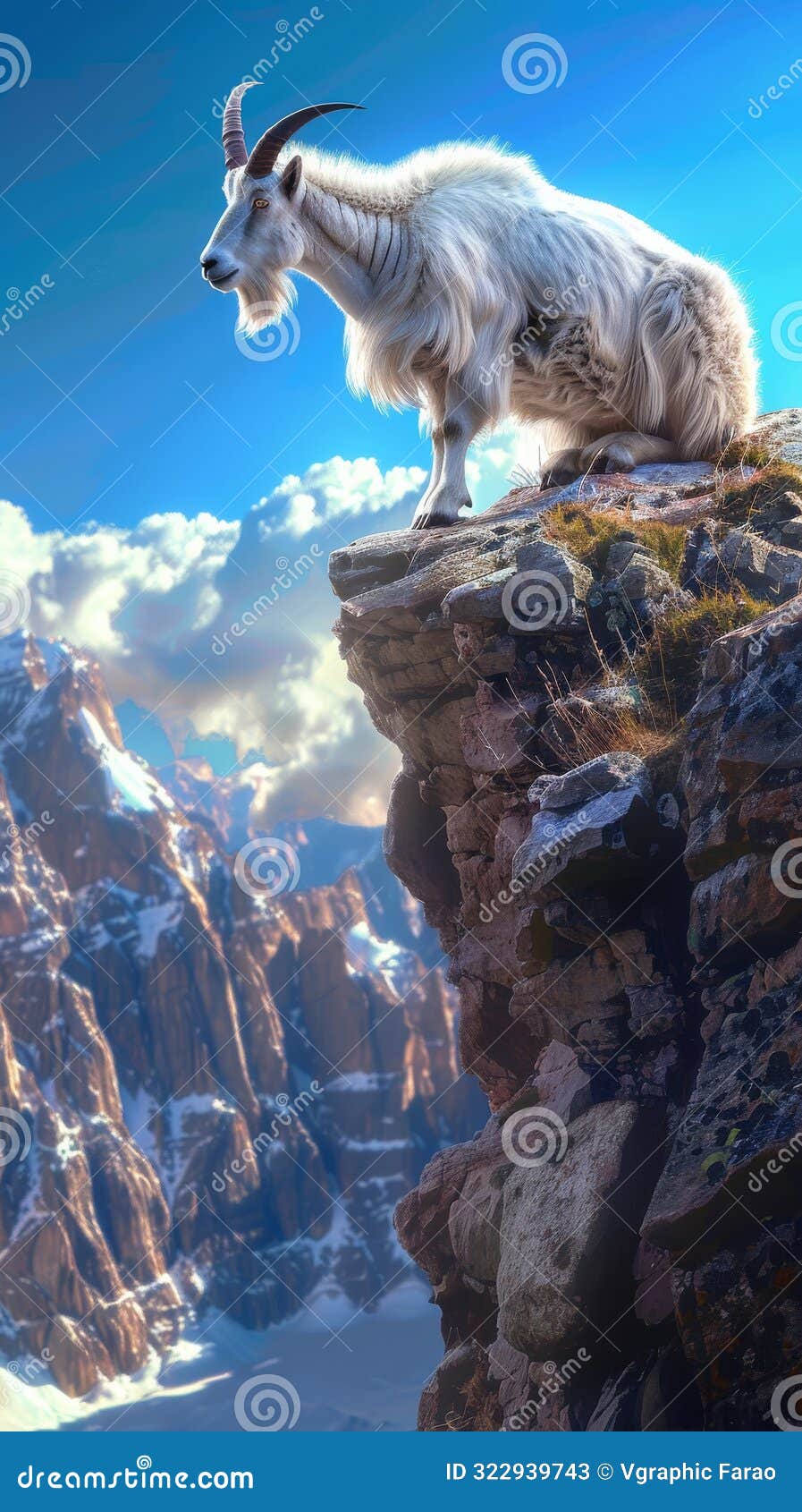 Mountain Goat on Cliff Edge in Alpine Landscape Stock Image - Image of ...