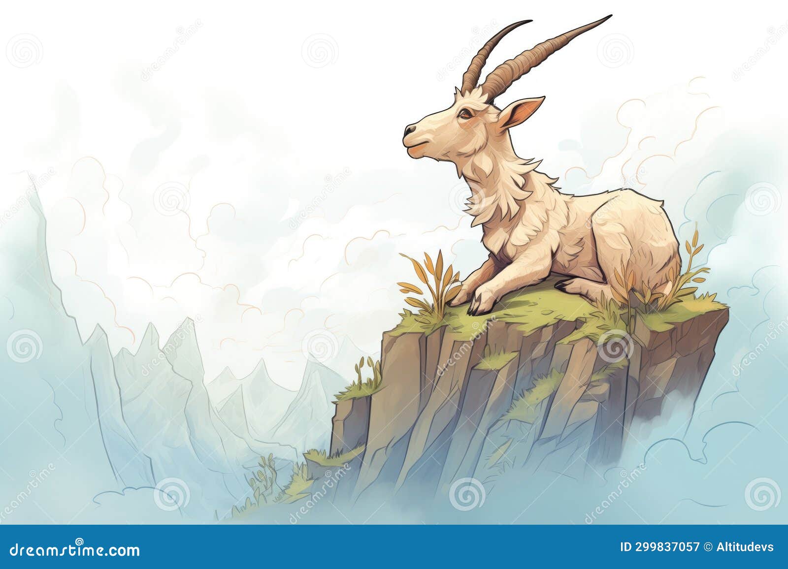 Mountain Goat Enjoying a View from the Cliff Top Stock Image - Image of ...