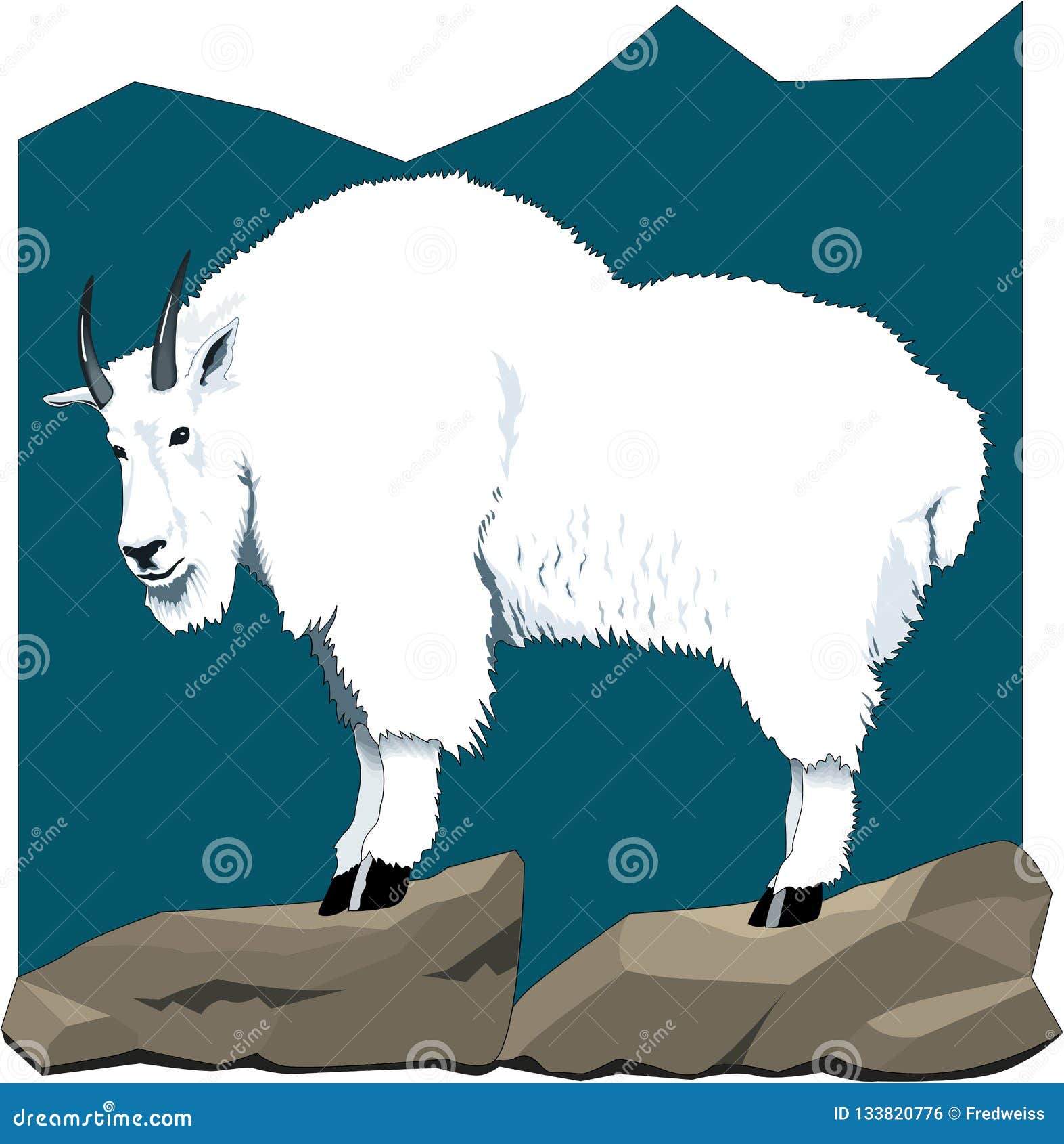 Mountain Goat Illustration stock vector. Illustration of mammal - 133820776