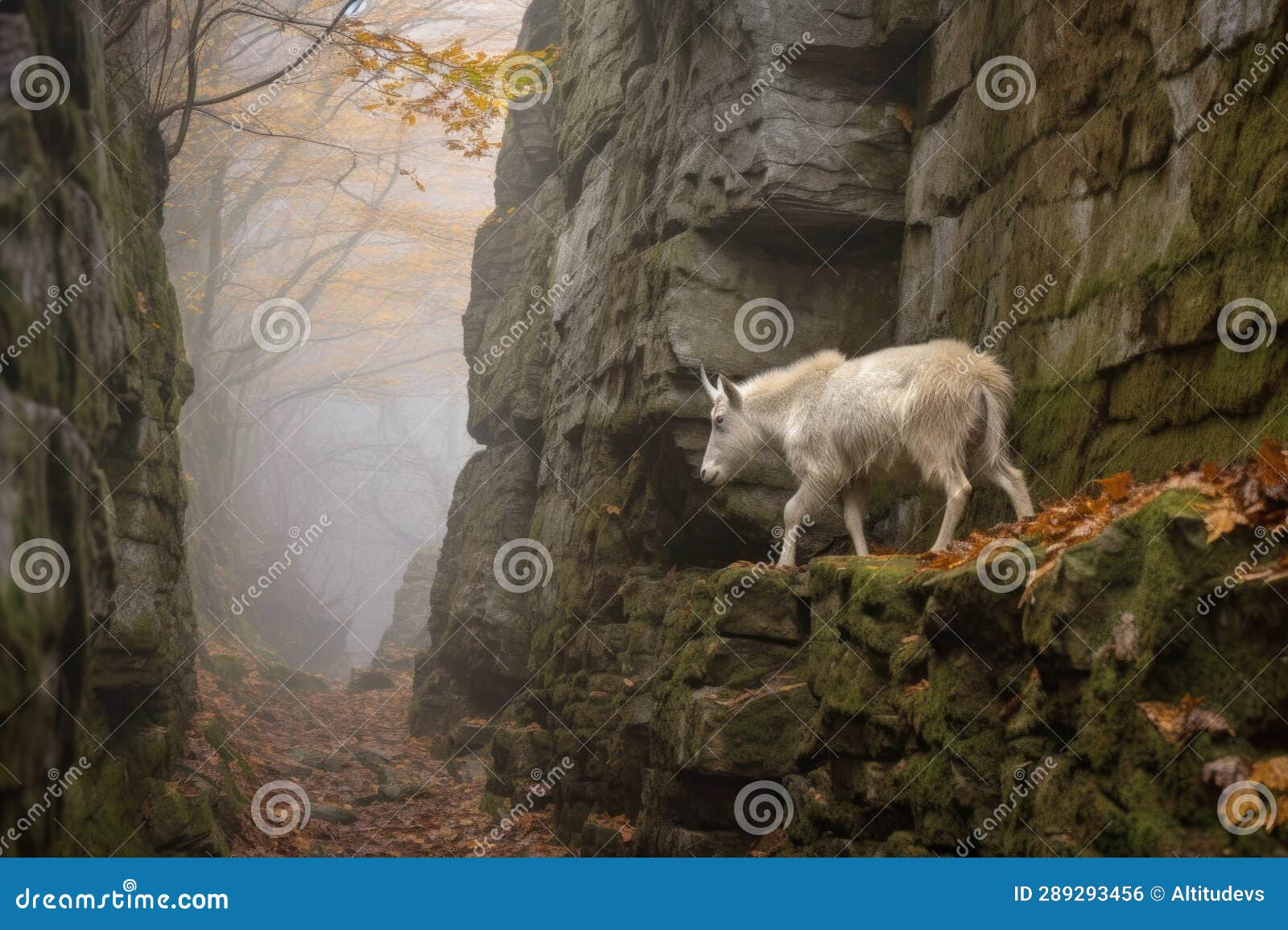 Mountain Goat Navigating a Narrow Cliff Pathway Stock Photo - Image of ...