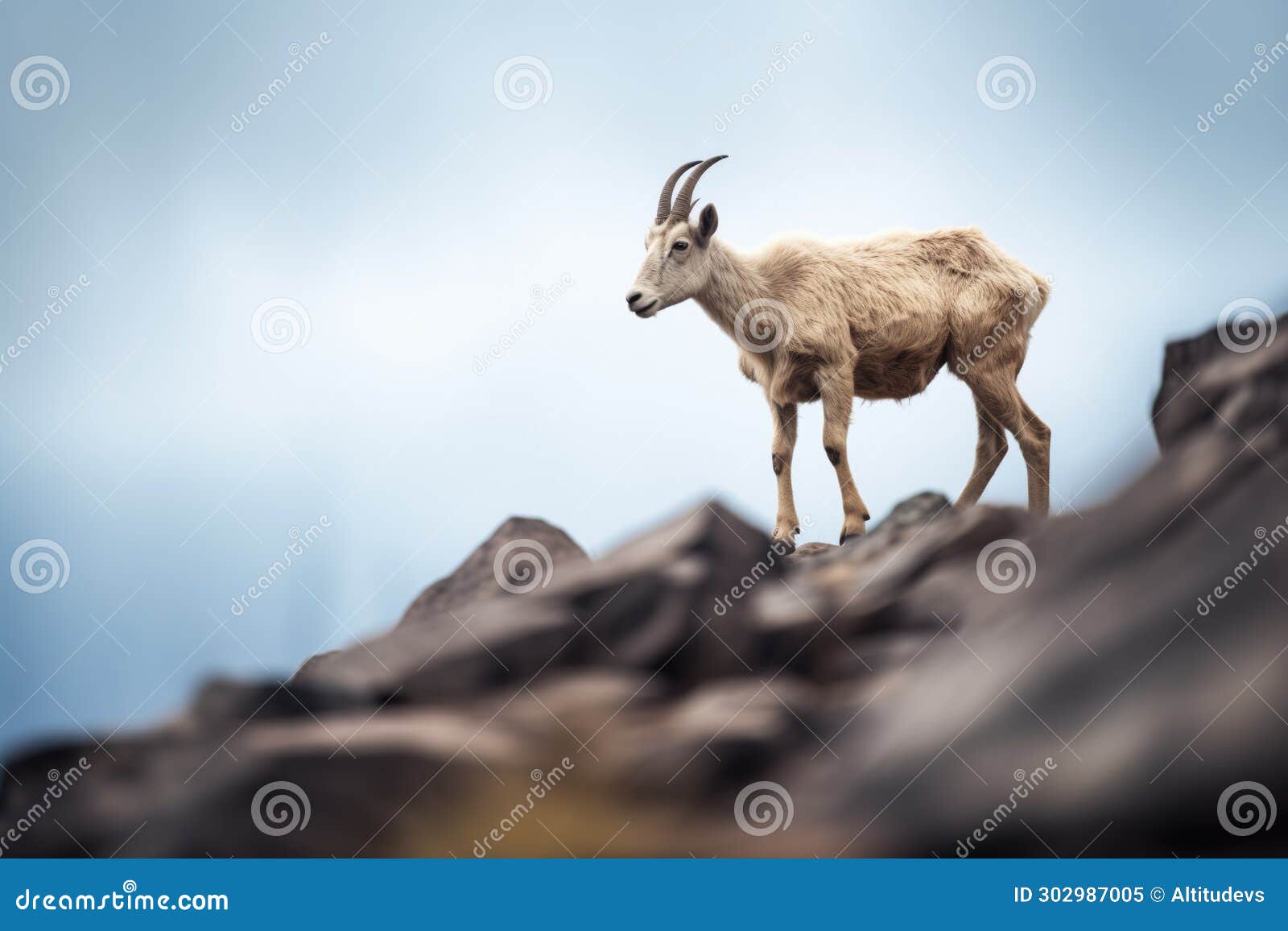 Mountain Goat Standing on a Steep Rocky Ledge Stock Image - Image of ...