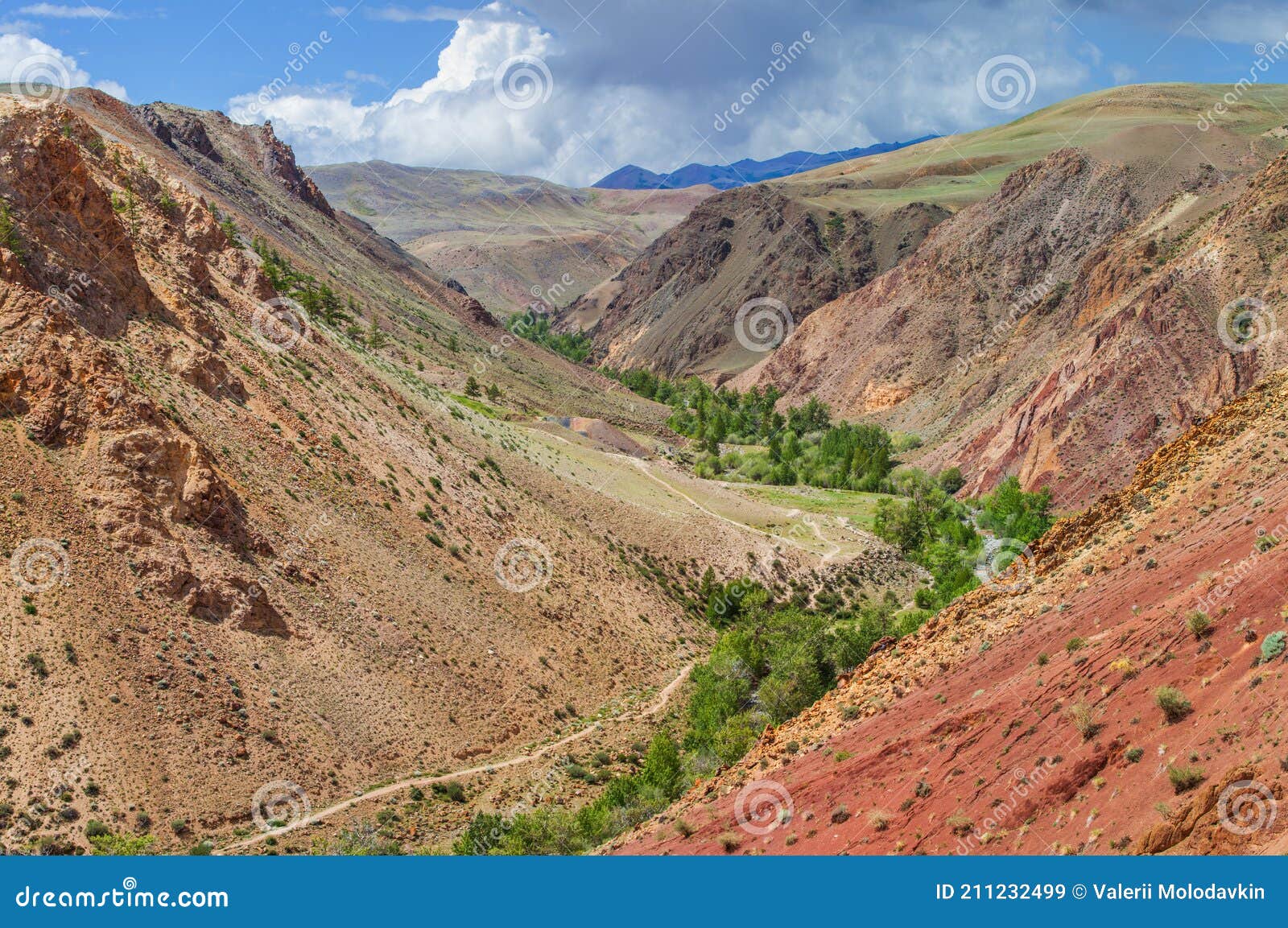 Mountain Gorge with Dry Multicolored Slopes Stock Image - Image of ...