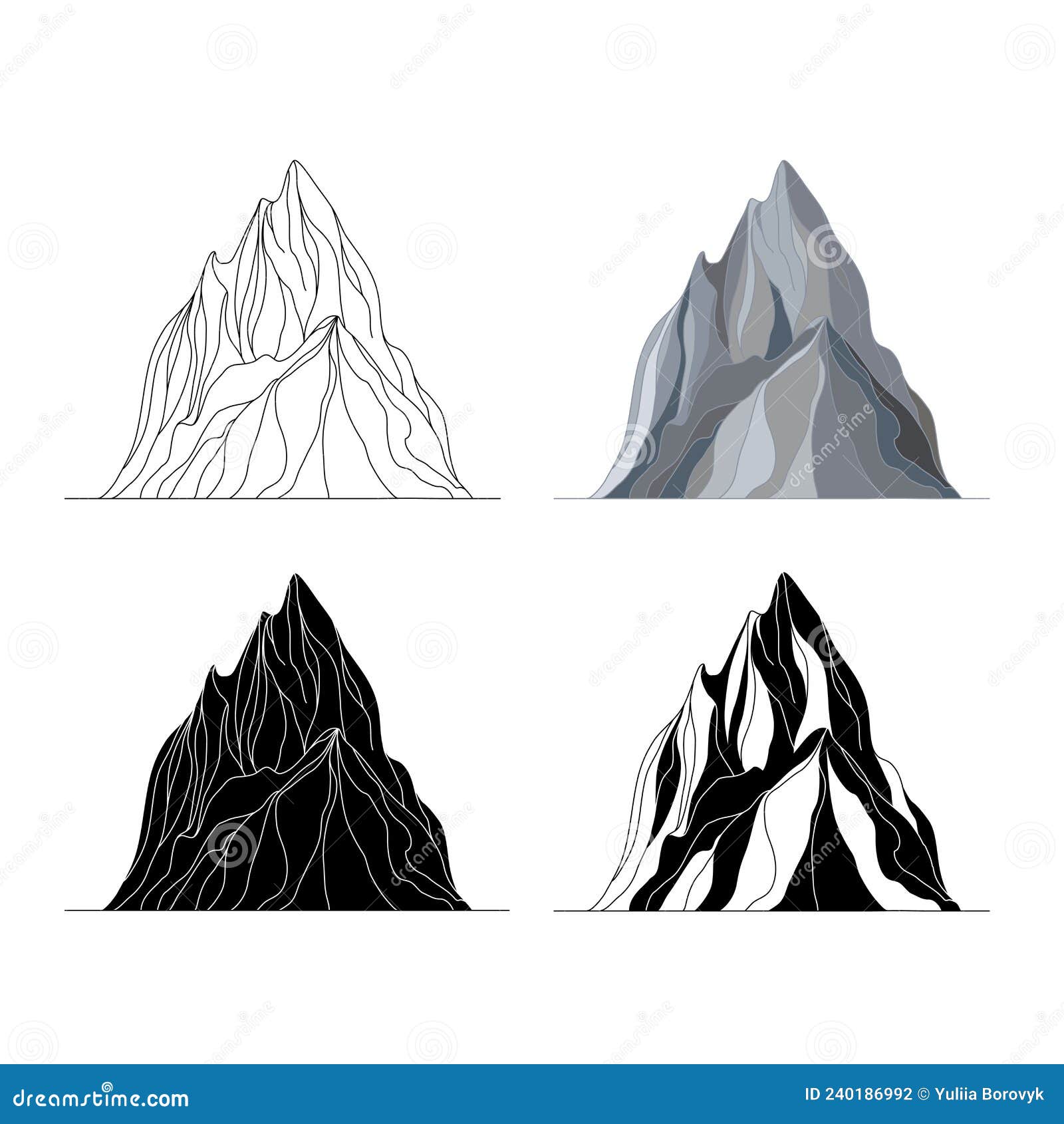 Mountain Graphics Set. Vector Illustration Stock Vector - Illustration ...