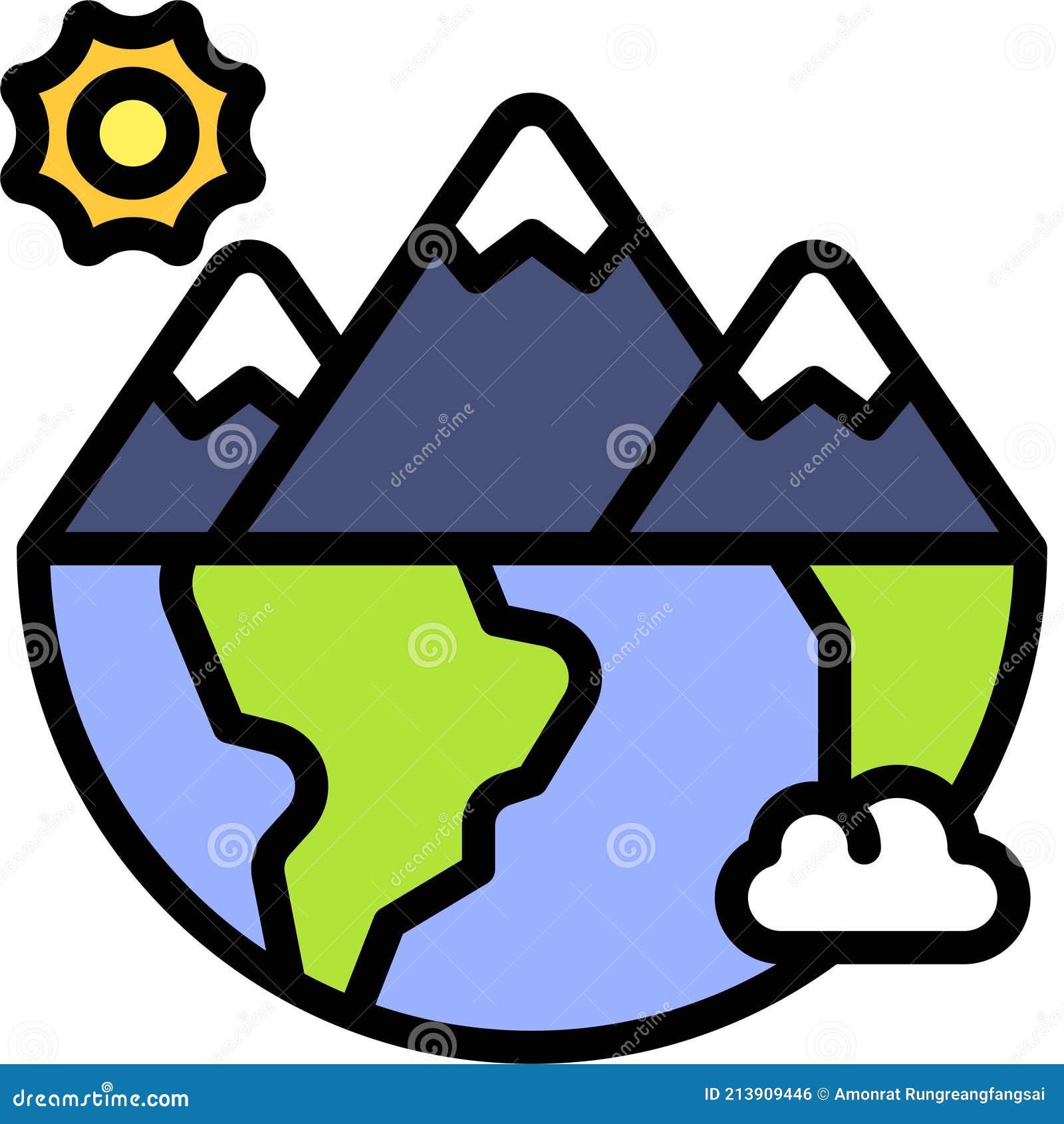 Mountain on Half Earth Icon, Earth Day Related Vector Stock Vector ...