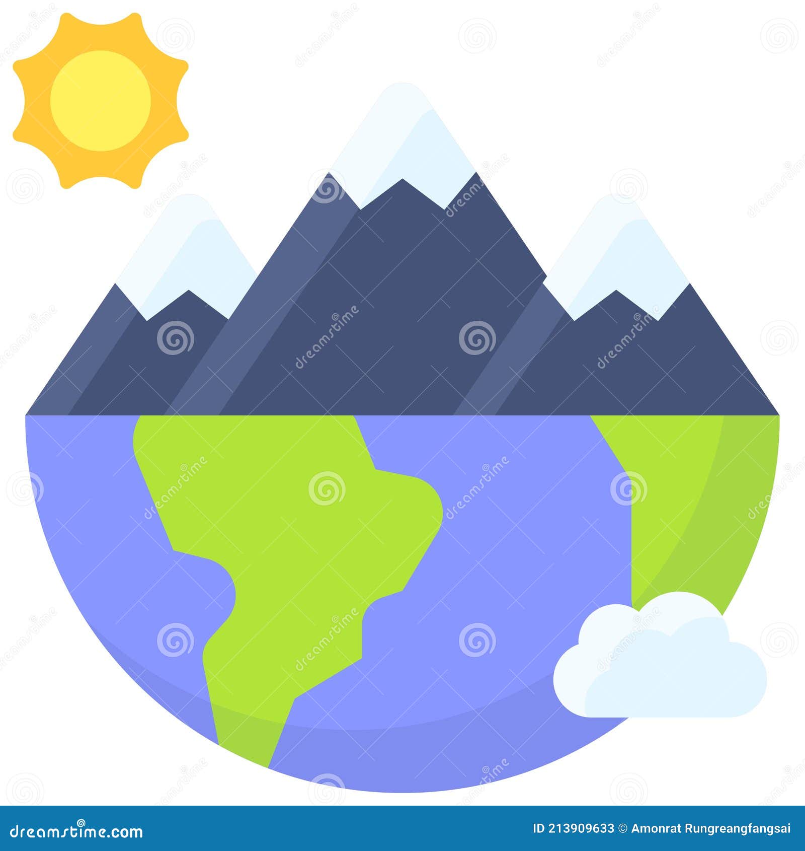 Mountain on Half Earth Icon, Earth Day Related Vector Stock Vector ...