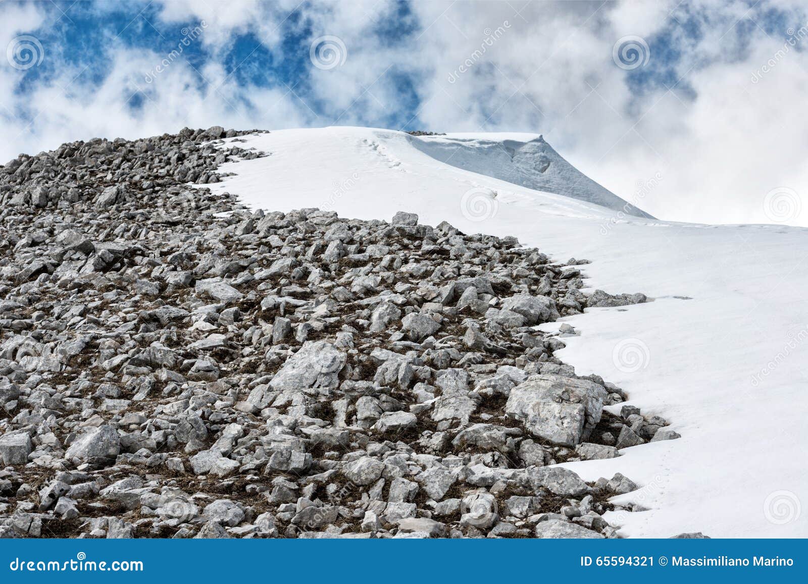 Mountain Half Snow Half Rocks Stock Image - Image of scenery, nature ...