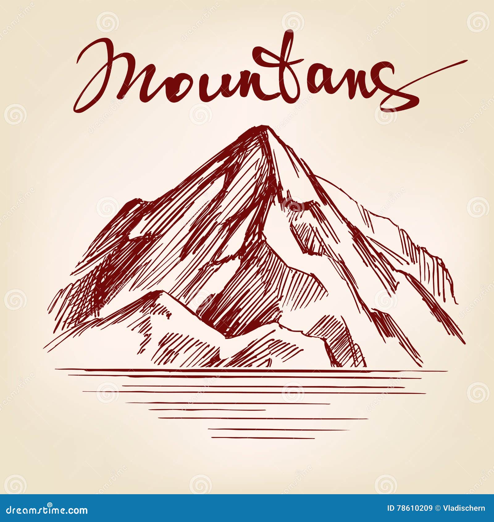 Mountain Sketch. Hand Drawn Black Mountains And Forest, Isolated On ...