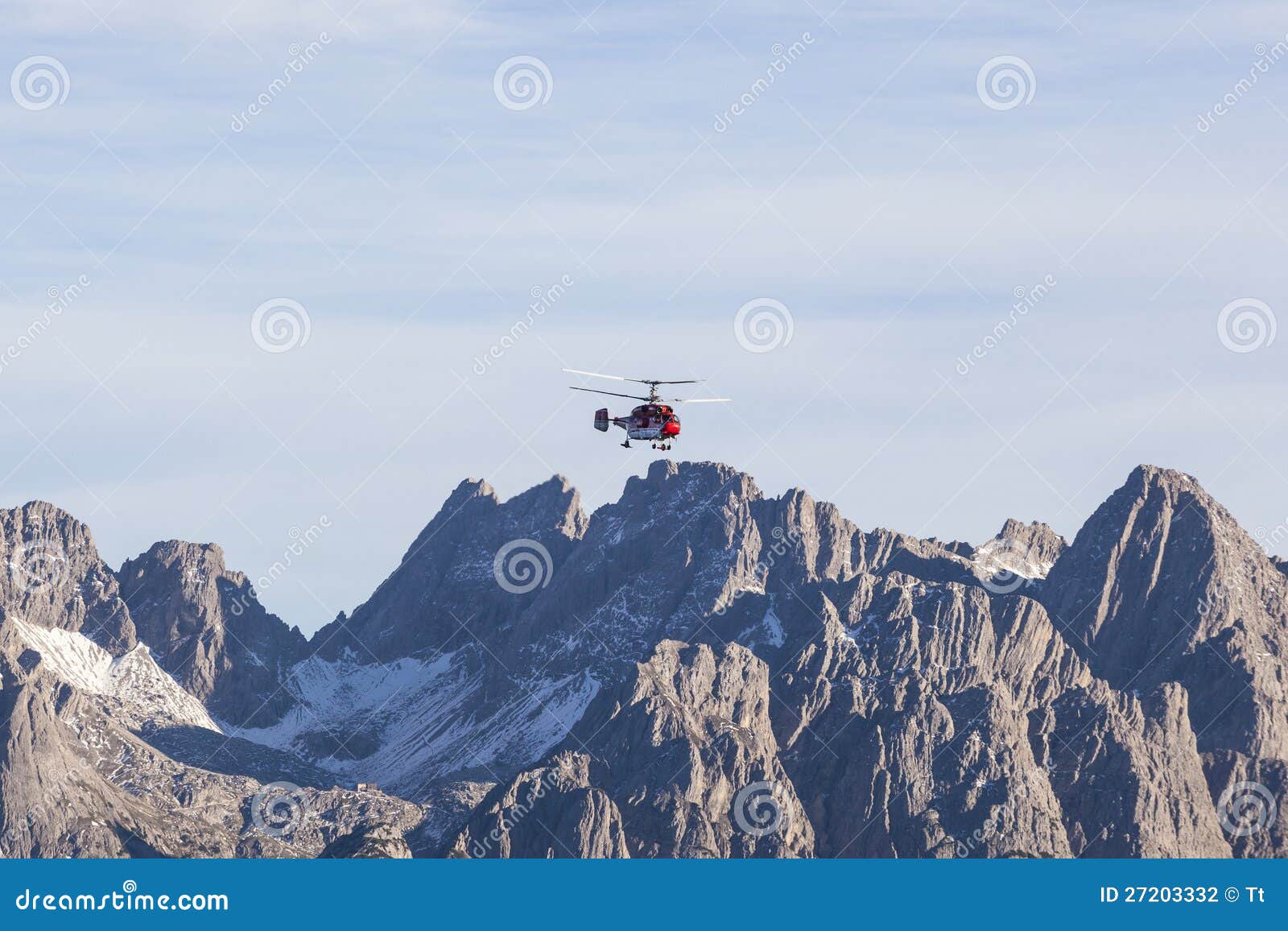 Mountain with a Helicopter stock photo. Image of dolomites - 27203332