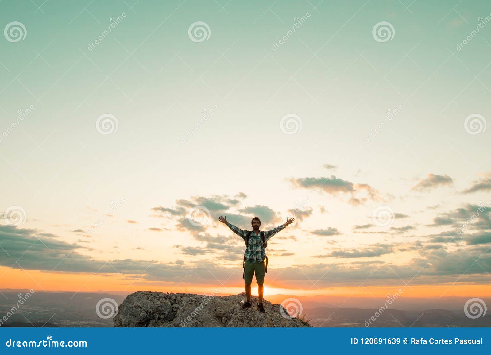 Mountain hiker at sunset stock image. Image of natural - 120891639
