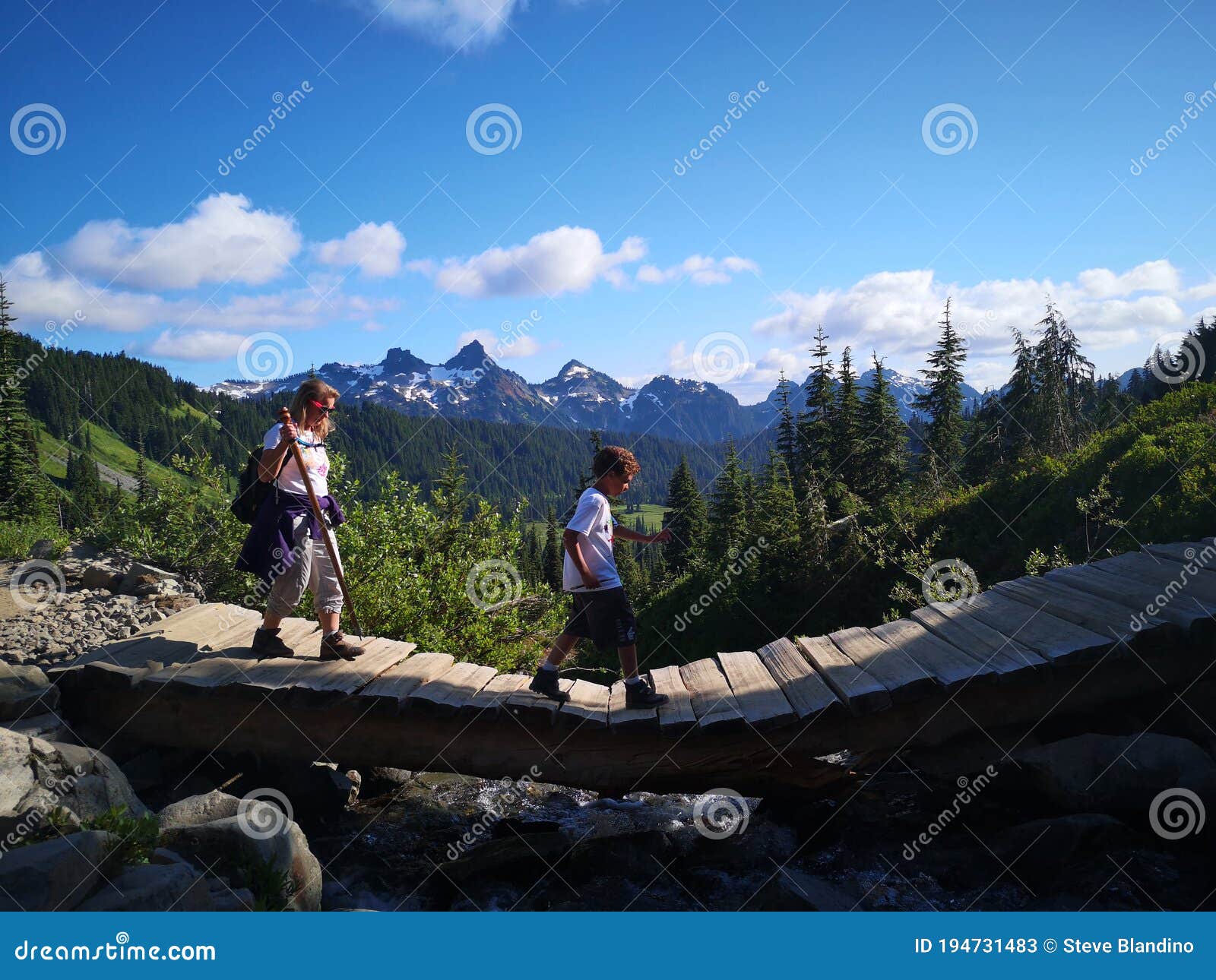 Mountain Hiking, People Walking on Bridge Editorial Stock Photo - Image ...