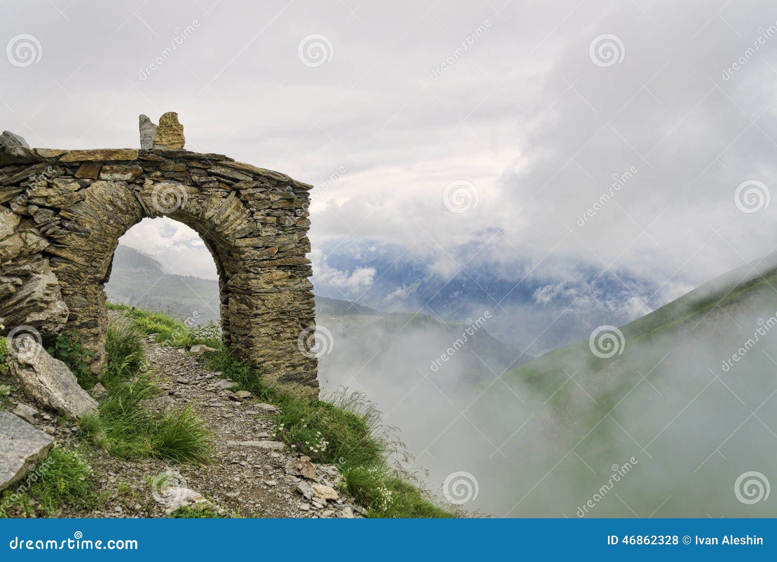 Mountain Hiking Route through Arch Stock Photo - Image of brick, cliff ...