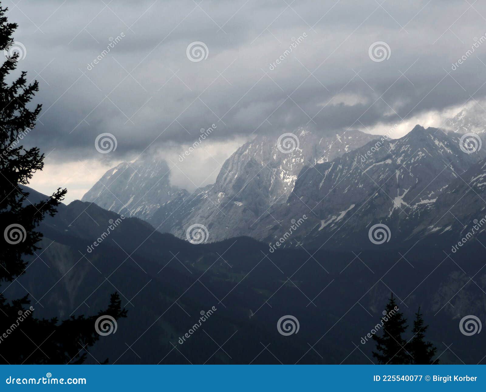 Mountain Hiking Tour To Daniel Mountain in Tyrol, Austria Stock Image ...