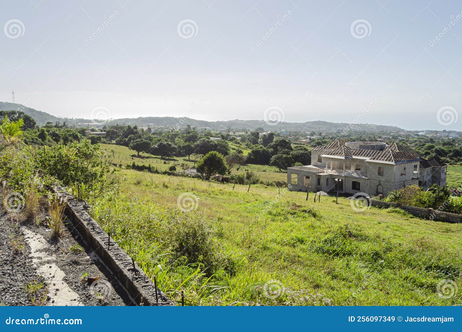 Landscape with a New House stock image. Image of field - 256097349