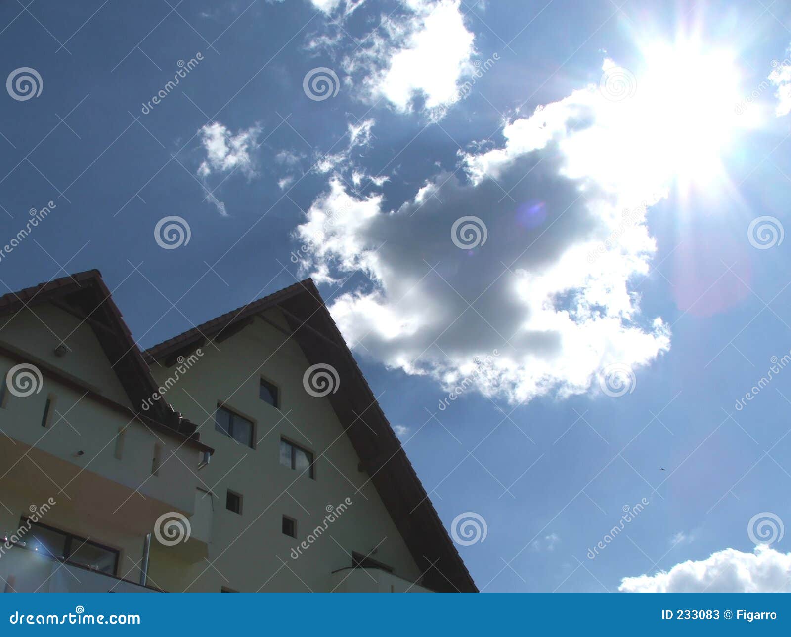 Mountain House on a Bright Shiny Day Stock Image - Image of windows ...