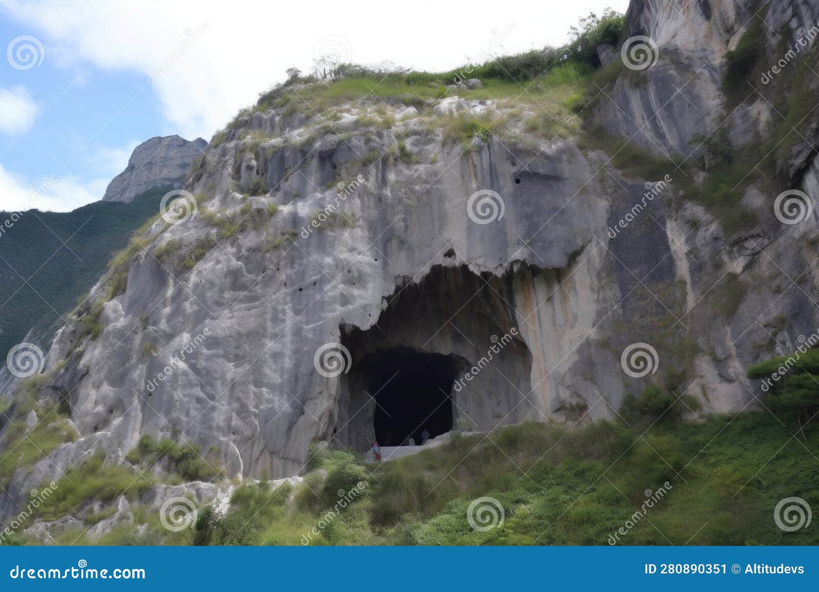 Mountain with Huge Cave-in, Showing the Interior of the Mountain and ...