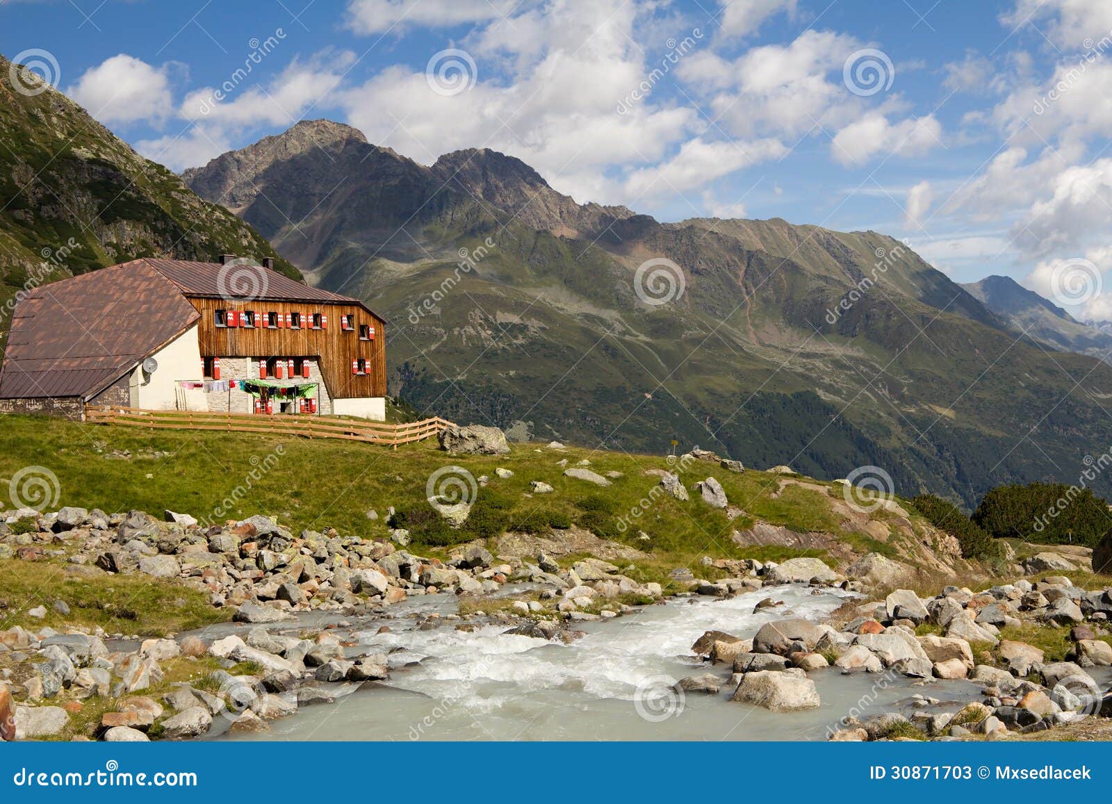 Mountain Hut in the Alps, Austria Stock Image - Image of high, peak ...
