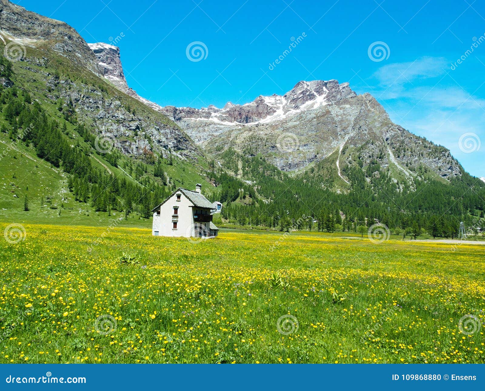 Mountain Hut Landscape View in the Spectacular Angles of the Devero Alp ...