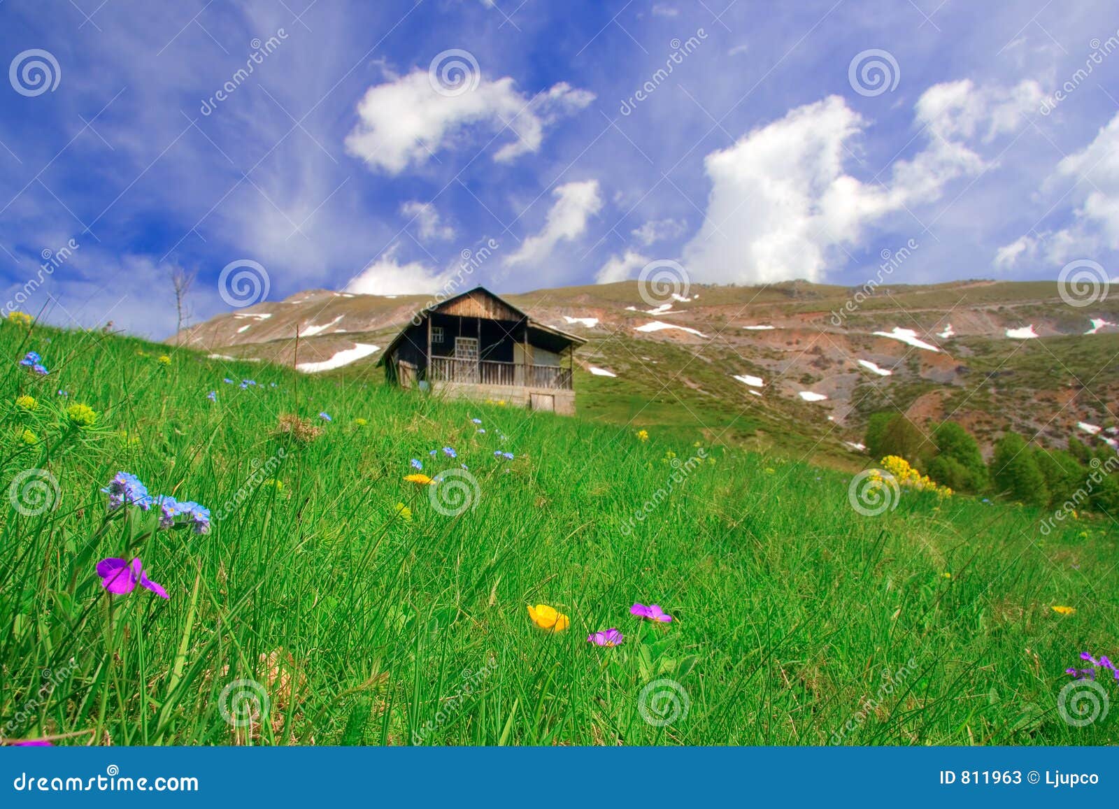 Mountain Hut and a Meadow in Macedonia Stock Image - Image of ...