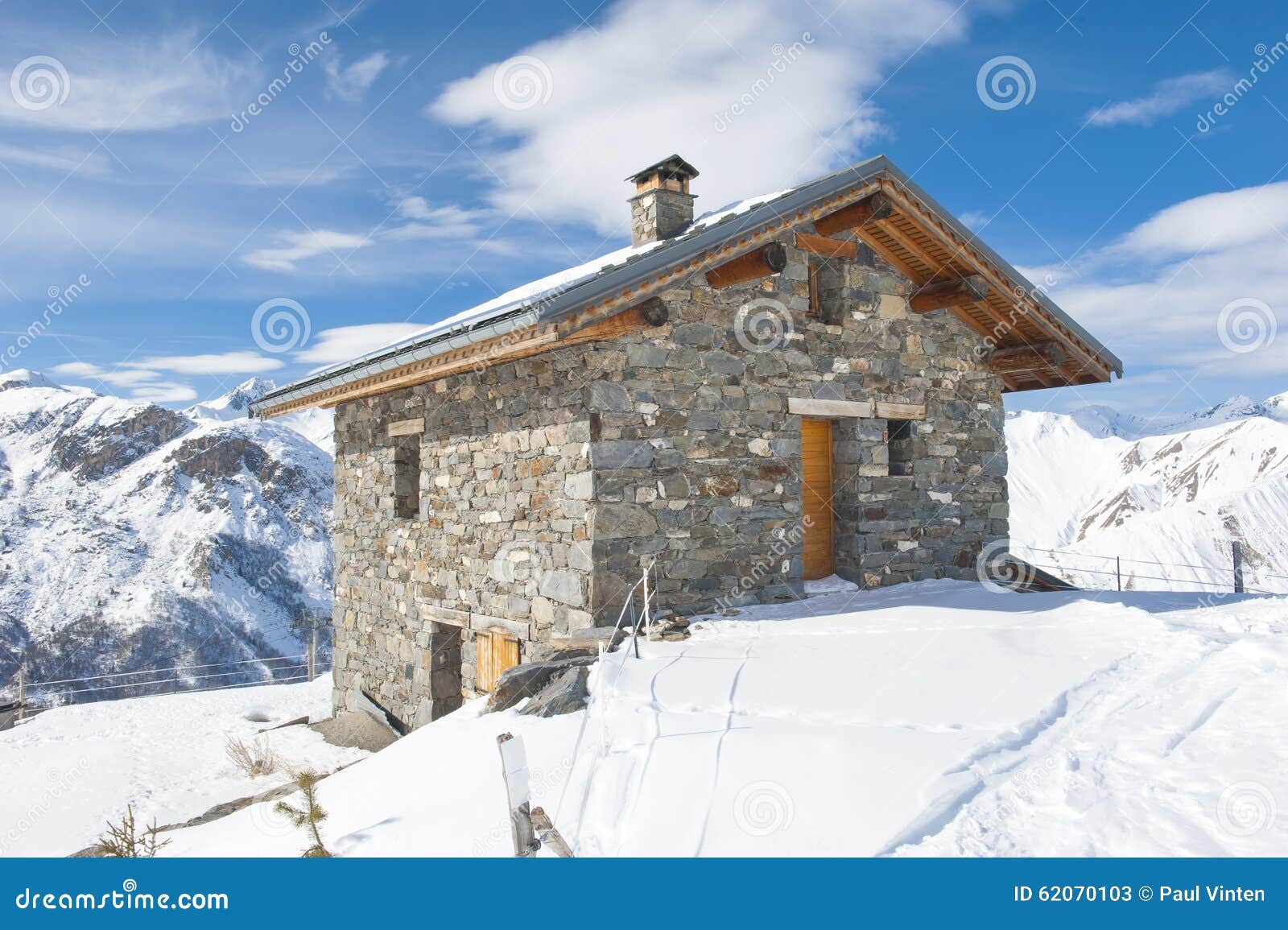 Mountain hut in the snow stock image. Image of hill, snow - 62070103