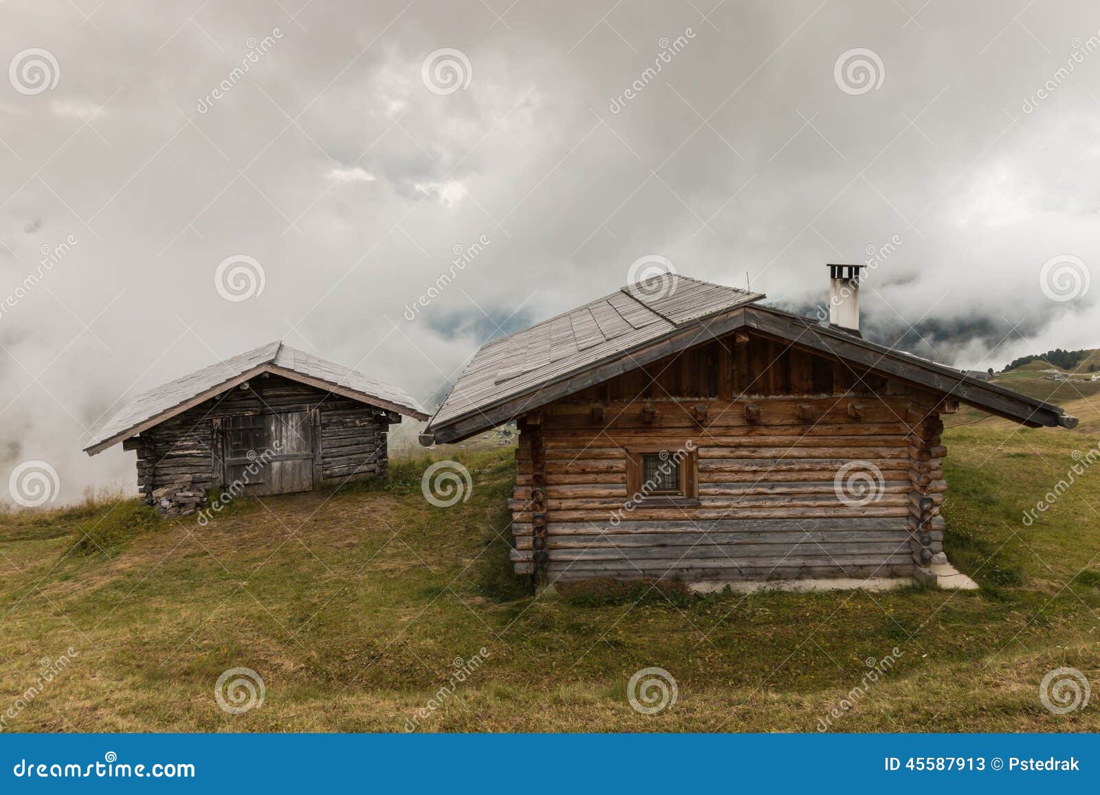 Mountain huts in Dolomites stock image. Image of italy - 45587913