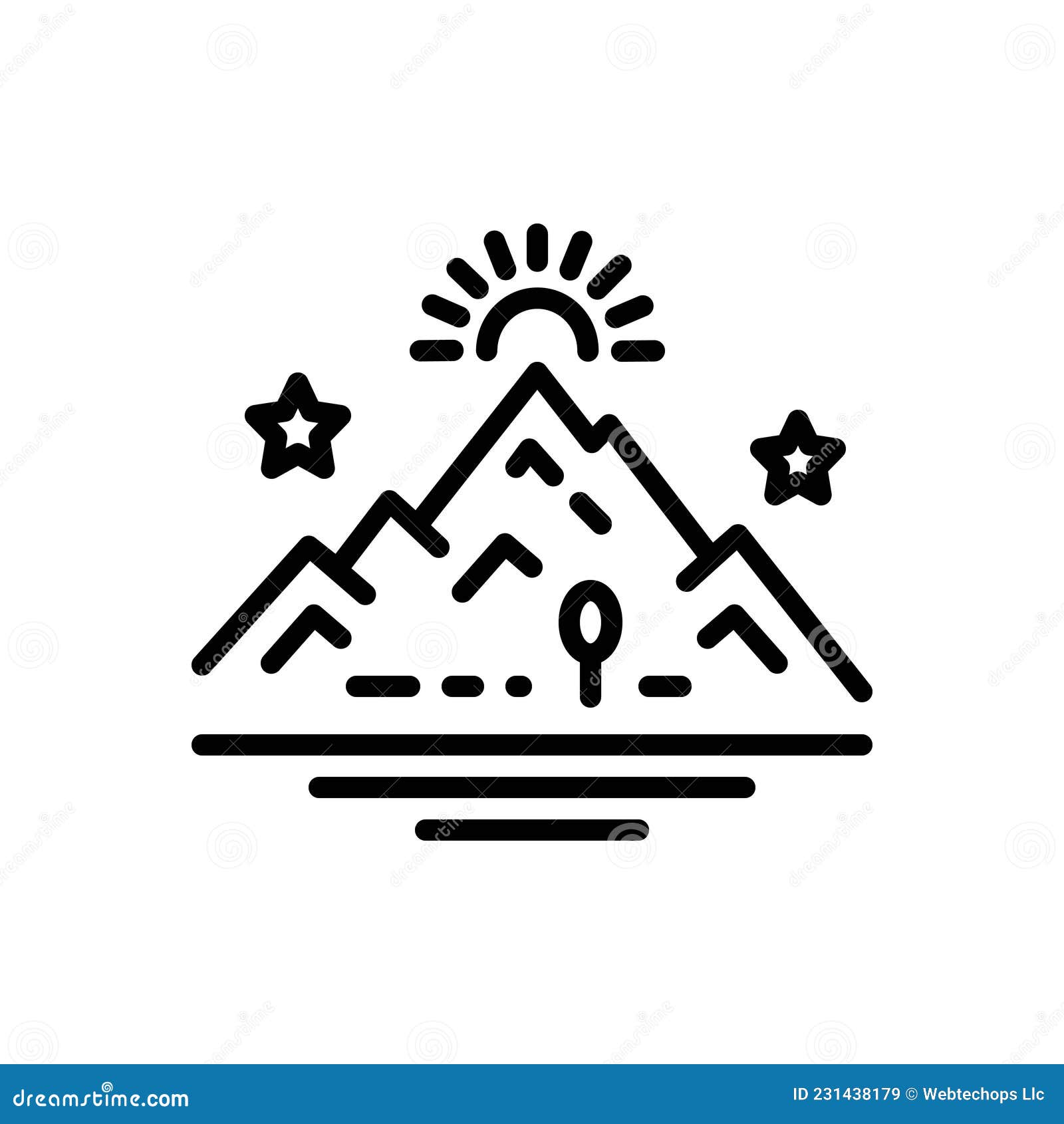 Black Line Icon for Mountain, Peak and Hill Stock Illustration ...