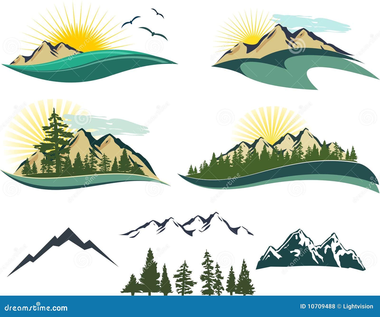 Mountain Icons stock illustration. Illustration of mountains - 10709488