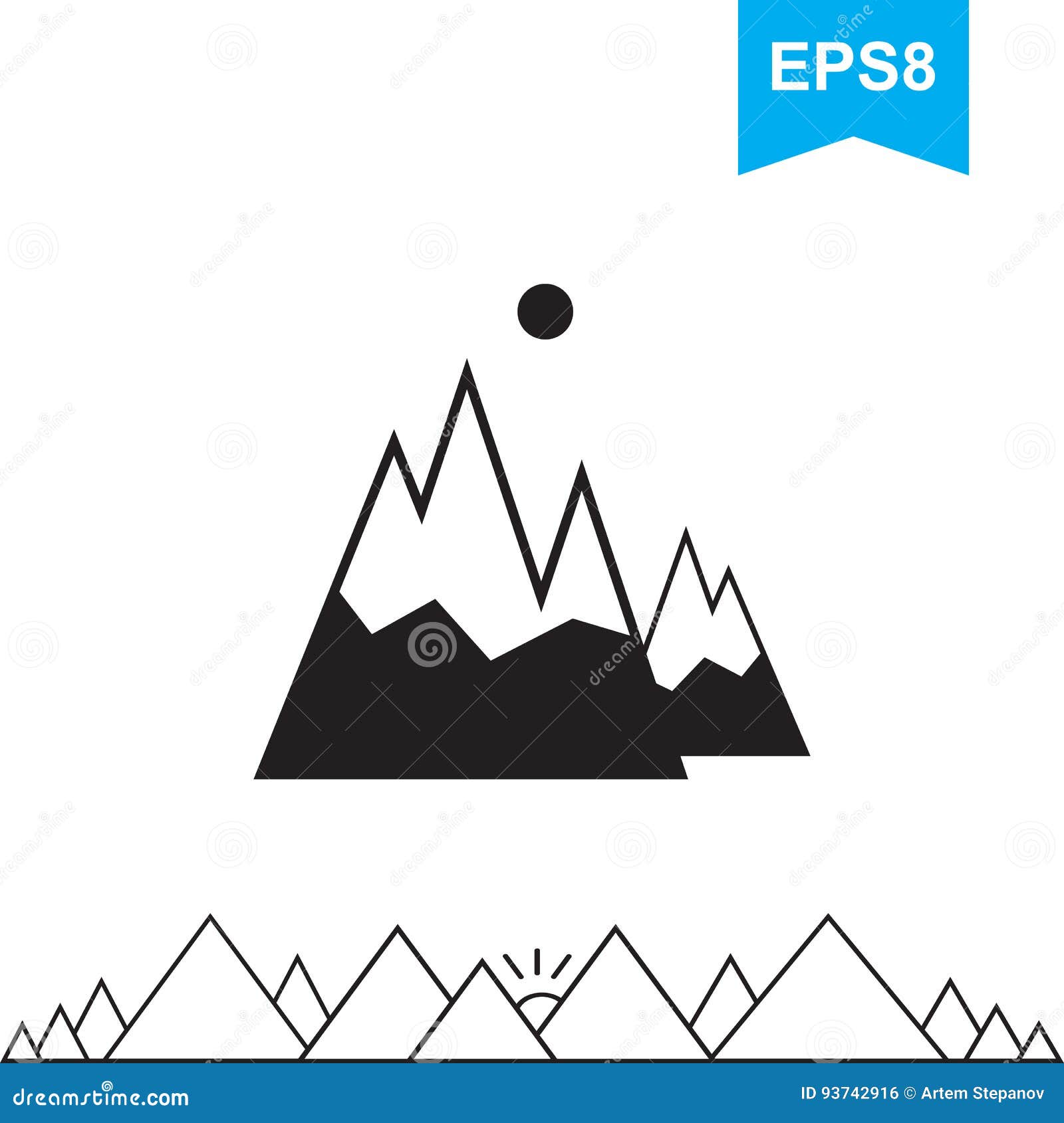Mountain Icons Isolated stock vector. Illustration of mountains - 93742916