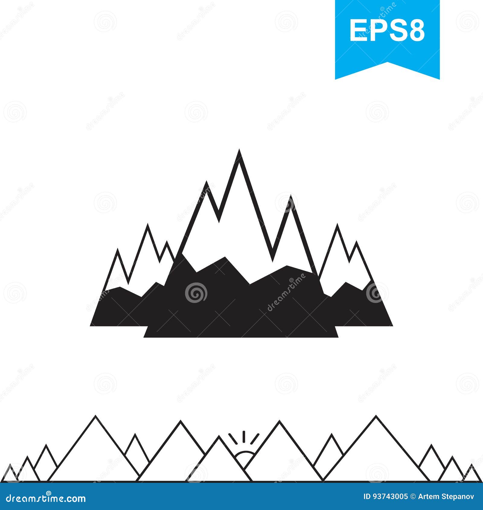 Mountain Icons Isolated stock vector. Illustration of nature - 93743005