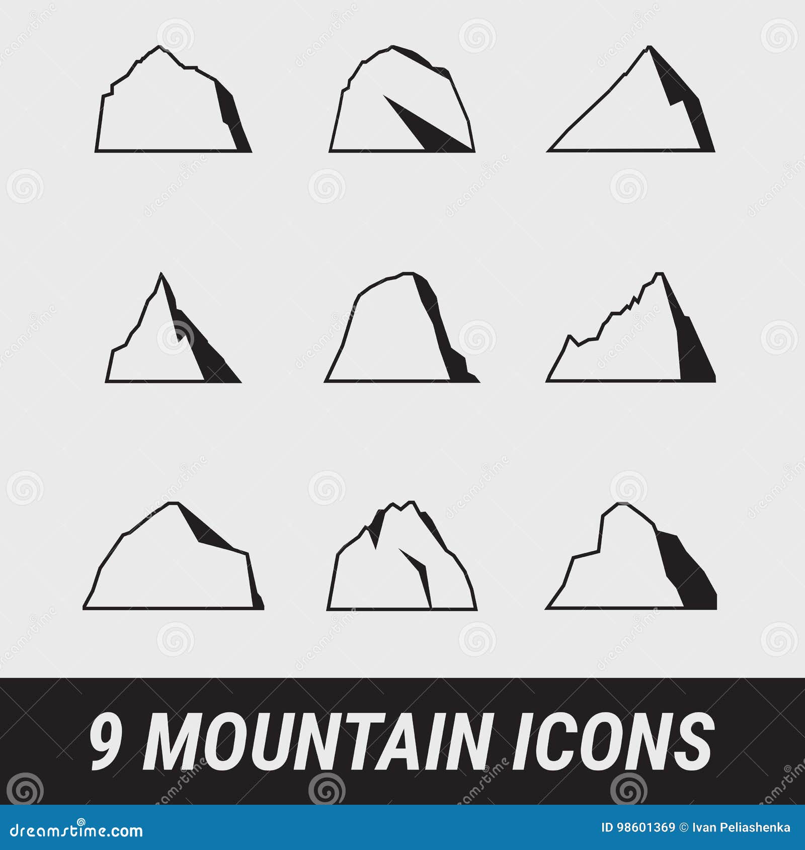 Mountain icons stock vector. Illustration of ridge, adventure - 98601369