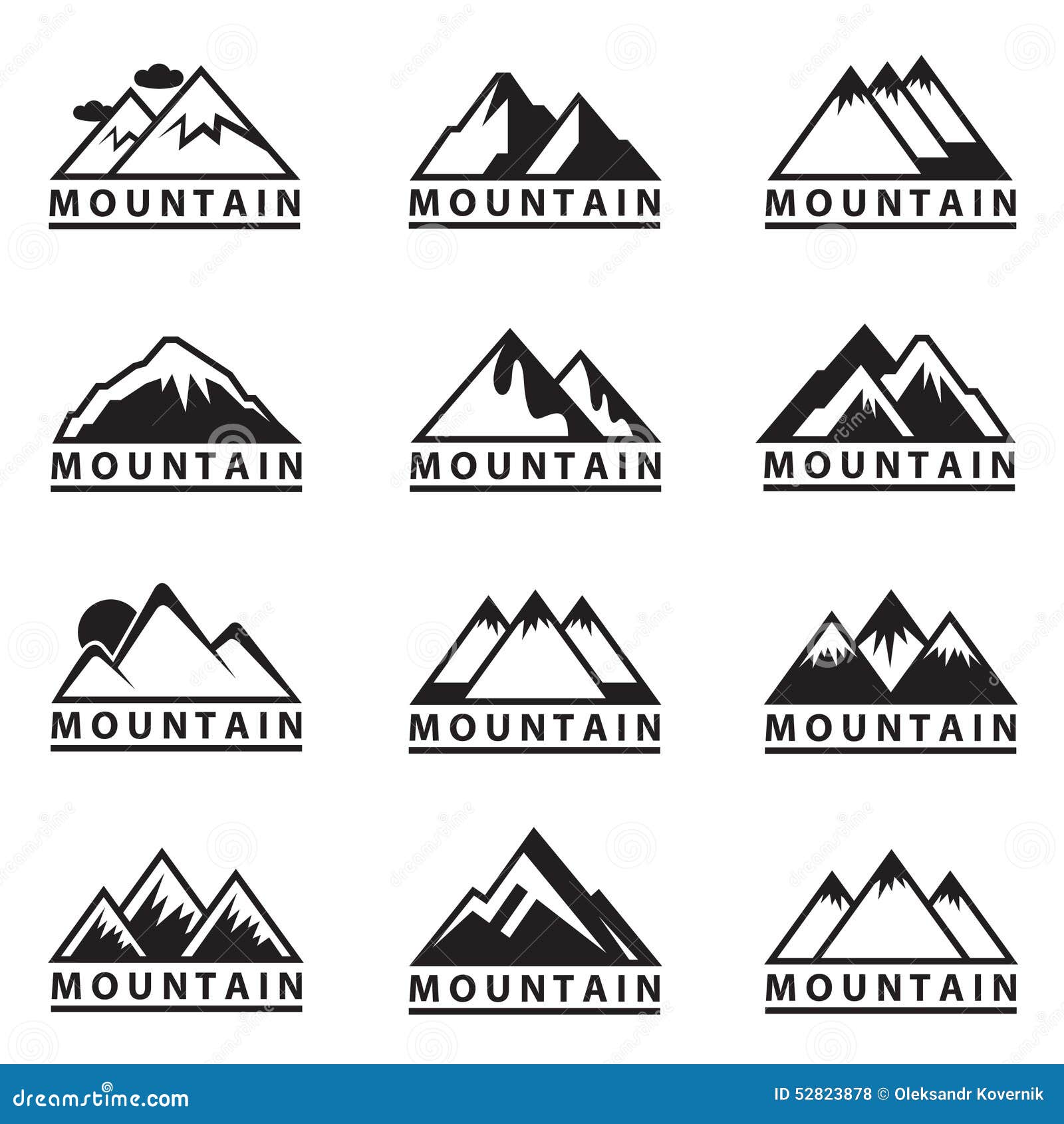 Mountain icons set stock vector. Illustration of mountain - 52823878