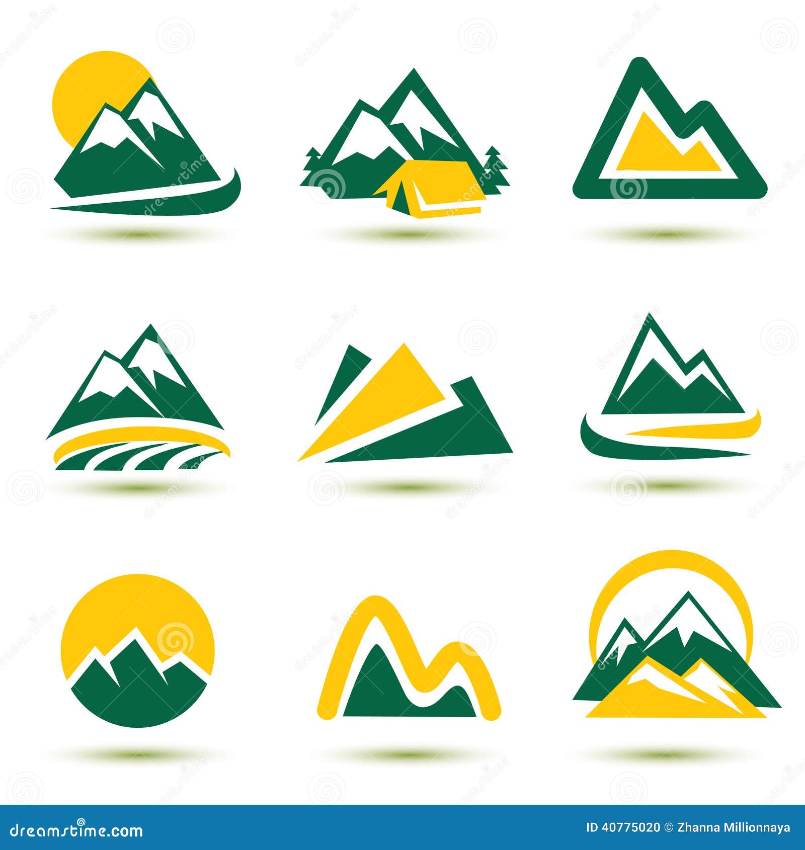 Mountain icons set stock vector. Illustration of high - 40775020