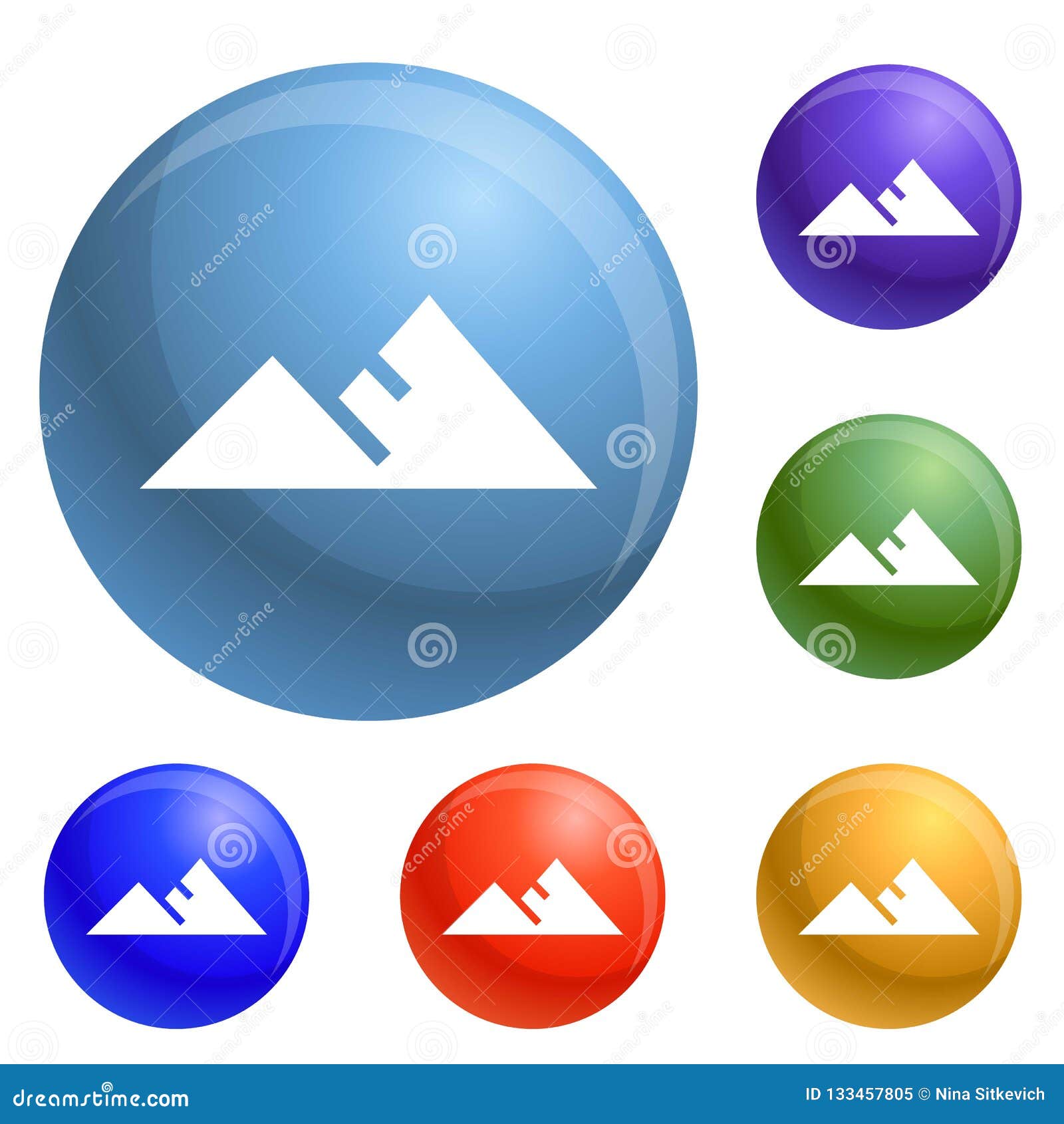 Mountain icons set vector stock vector. Illustration of mountain ...