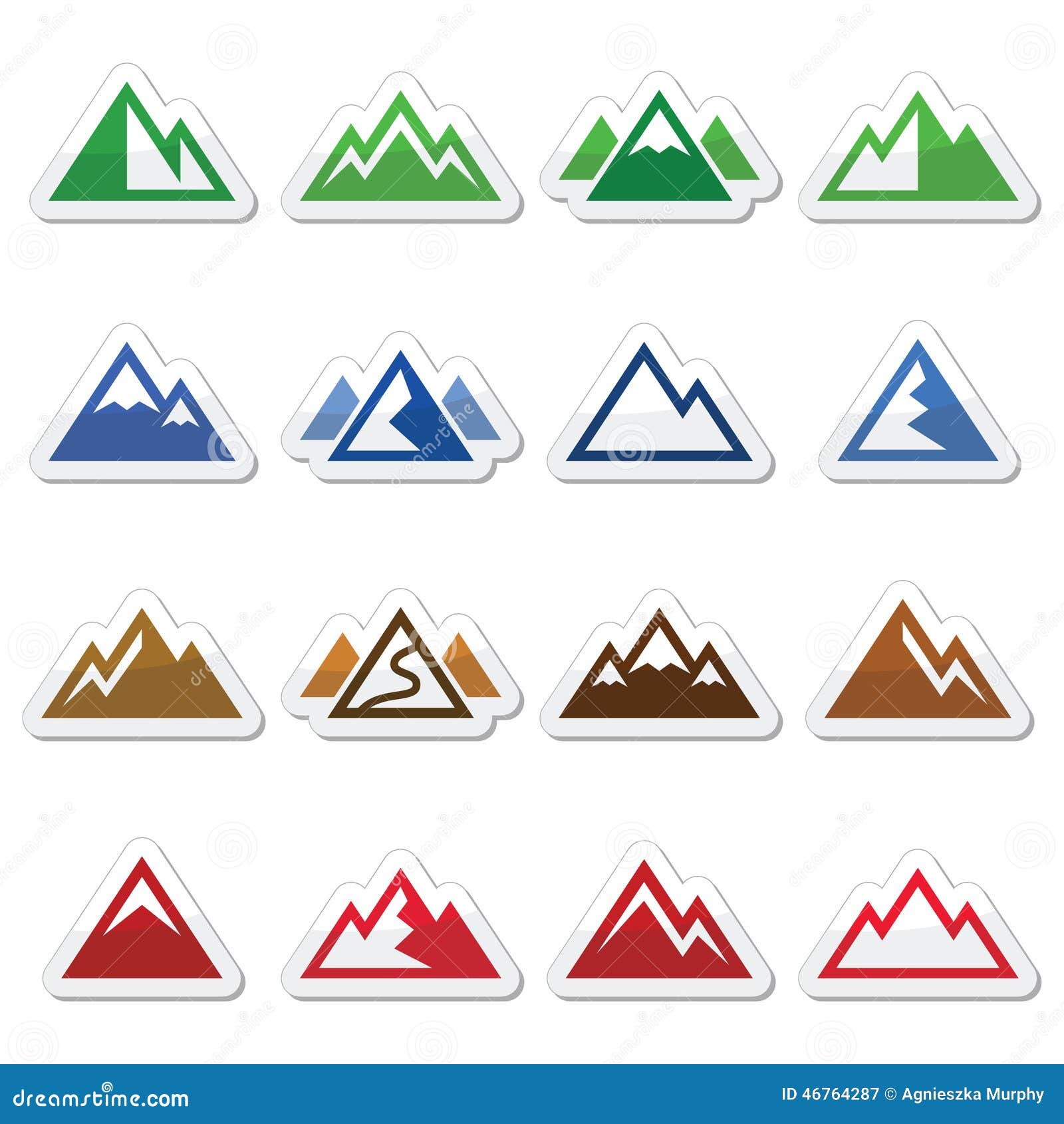 Mountain icons set stock illustration. Illustration of backpack - 46764287