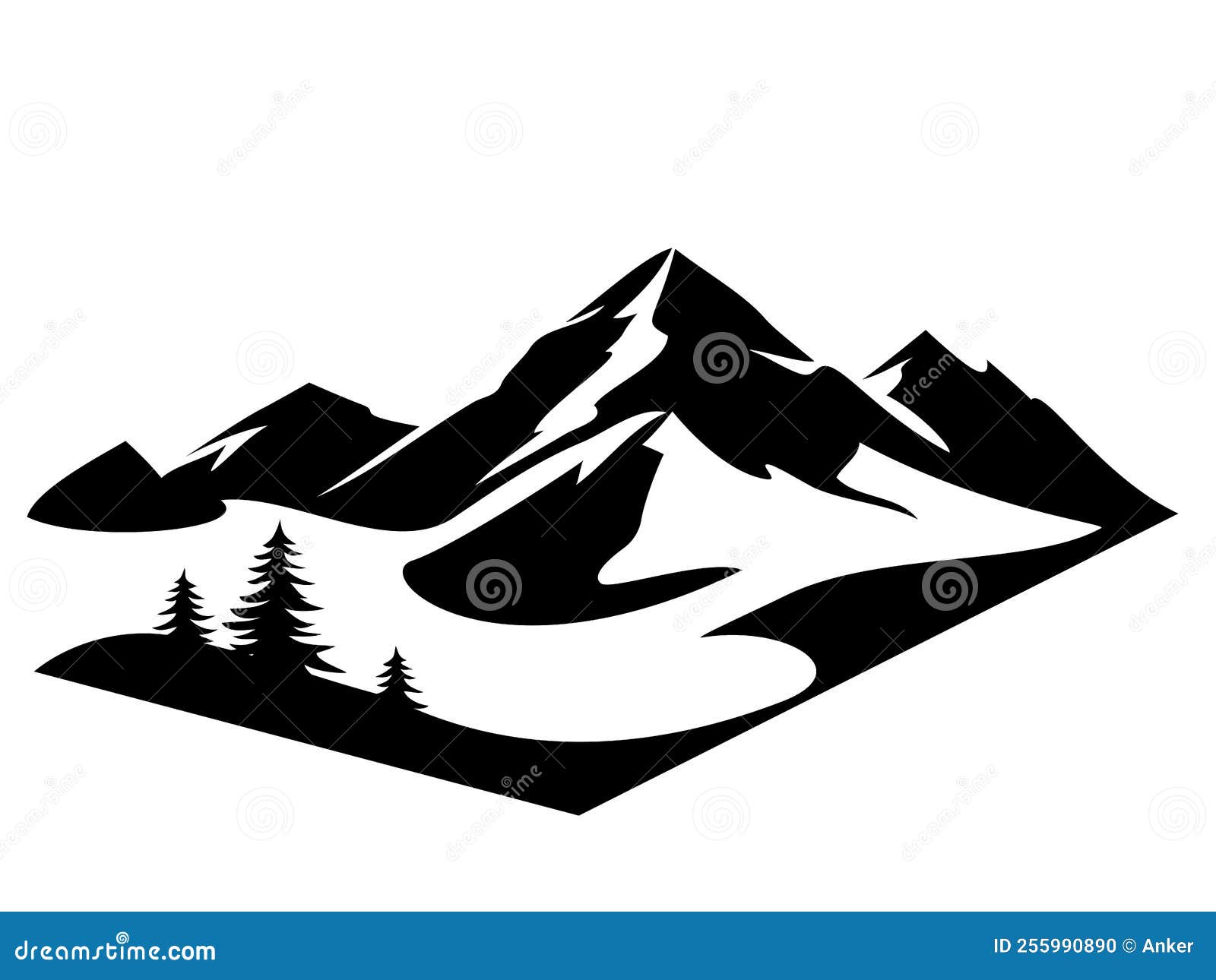 Mountain Icons Set on White Background. Vector Stock Vector ...