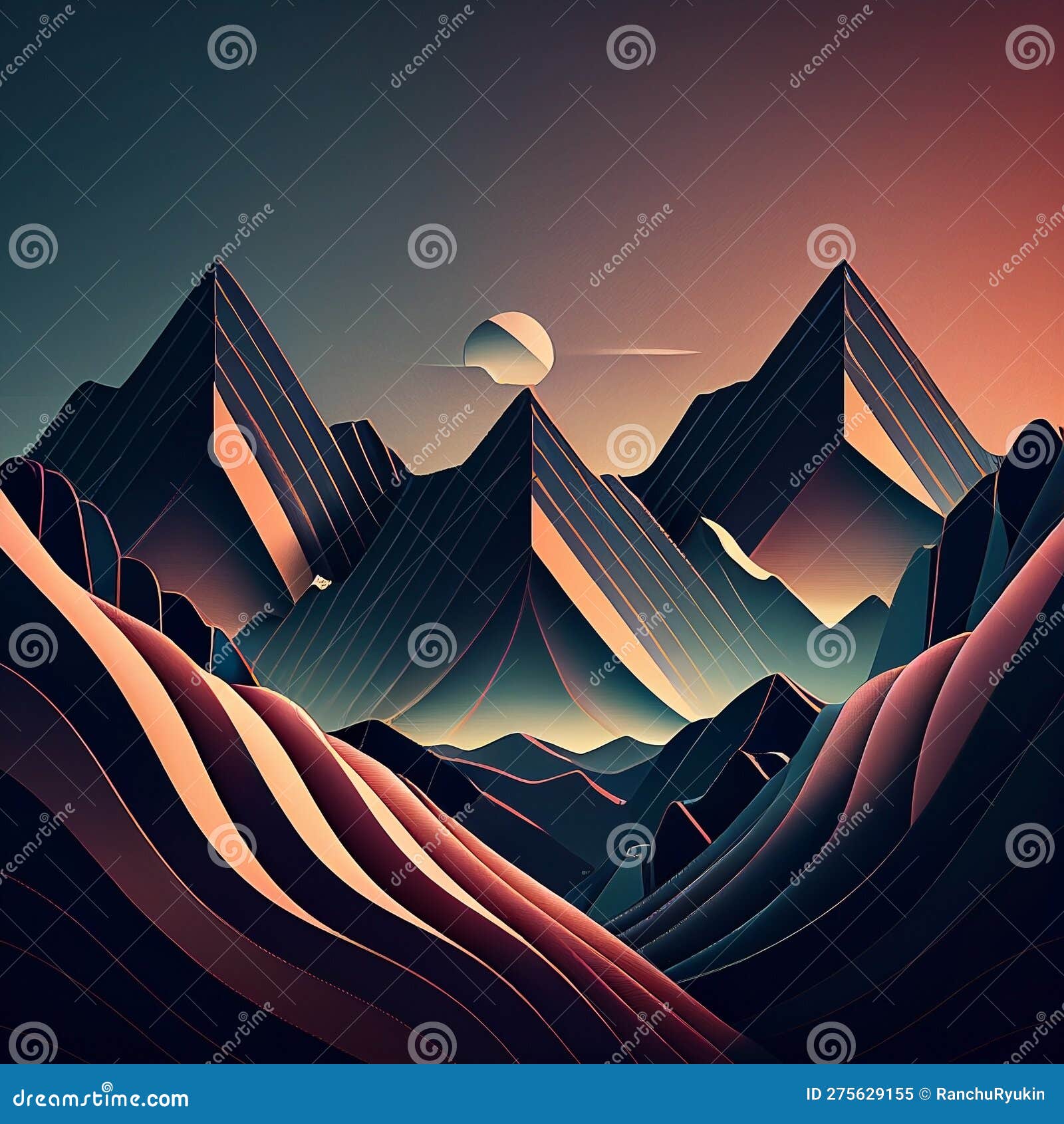 Mountain Illustration with Simplicity Visual Lines Stock Illustration ...