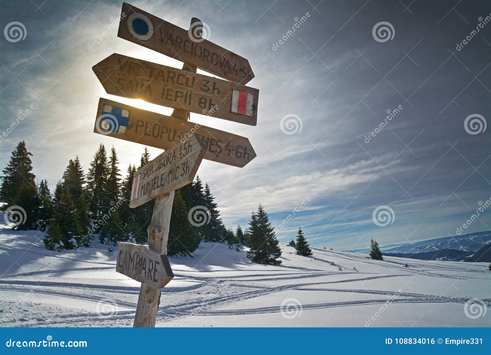 Mountain Indicator with Directions Stock Photo - Image of route ...